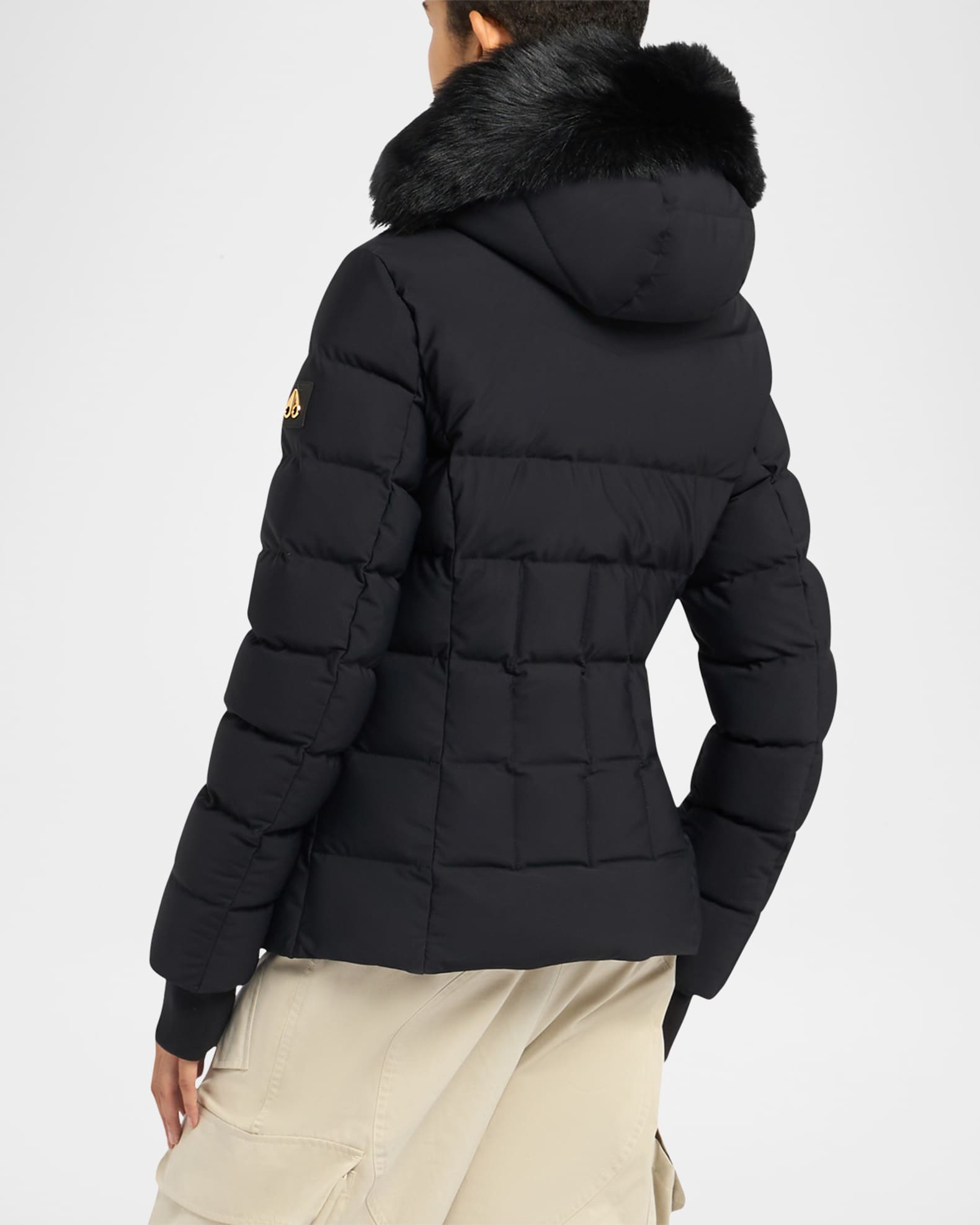 Moose Knuckles Betta Puffer Jacket with Detachable Hood and Shearling ...