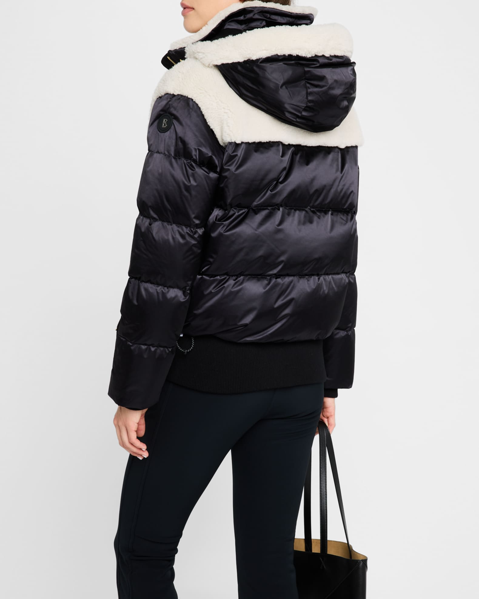 Bogner Dia Satin and Shearling Puffer Jacket | Neiman Marcus