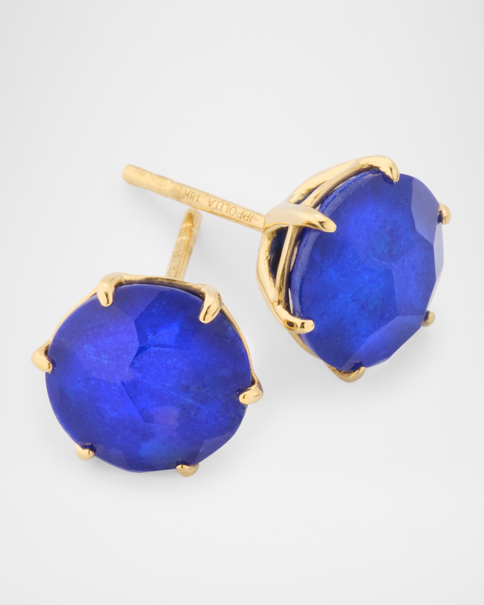Ippolita Rock Candy Medium Round Rock Crystal and Lapis Doublet Stud ...