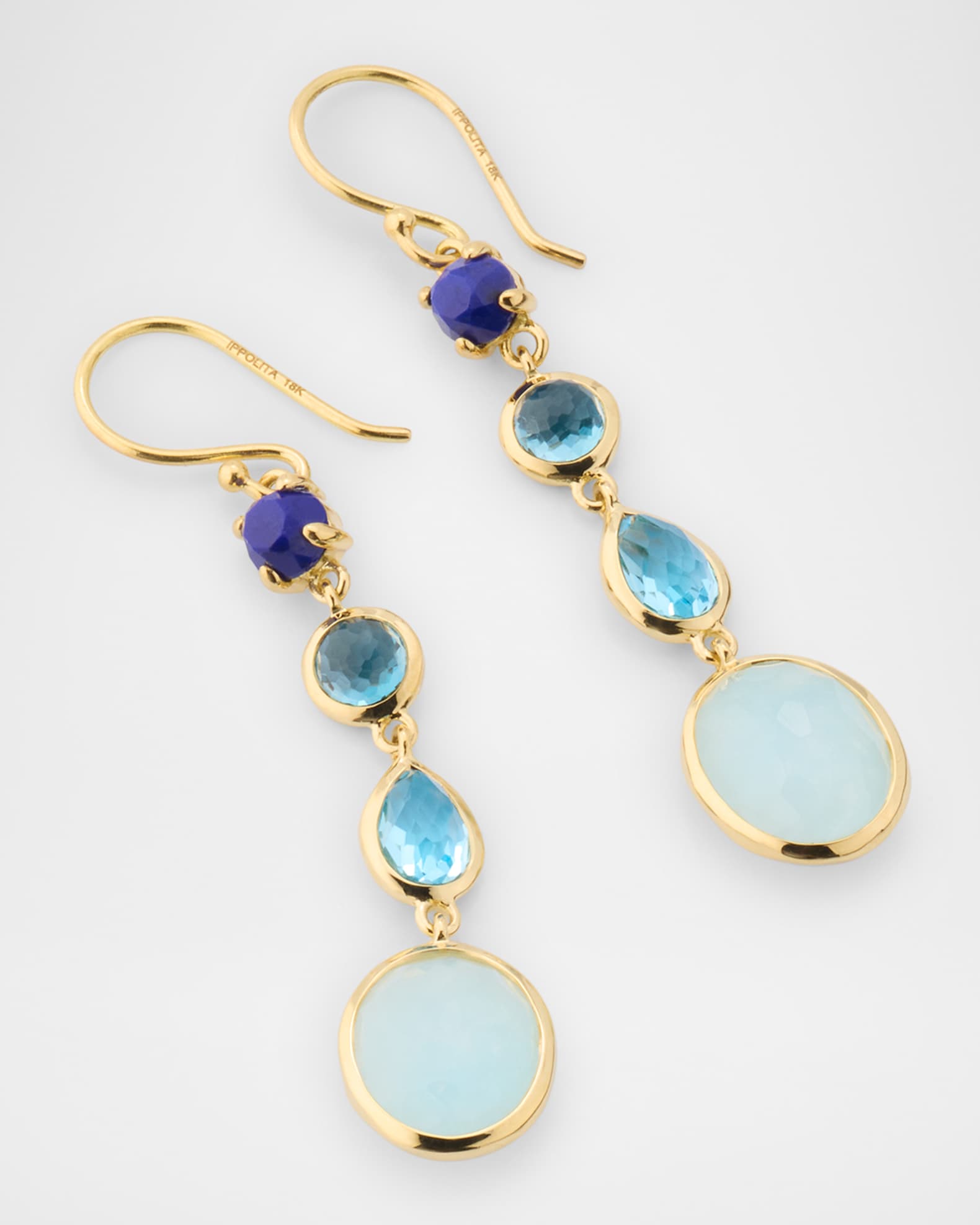 Ippolita Rock Candy 18K Gold 4-Stone Linear Drop Earrings | Neiman Marcus
