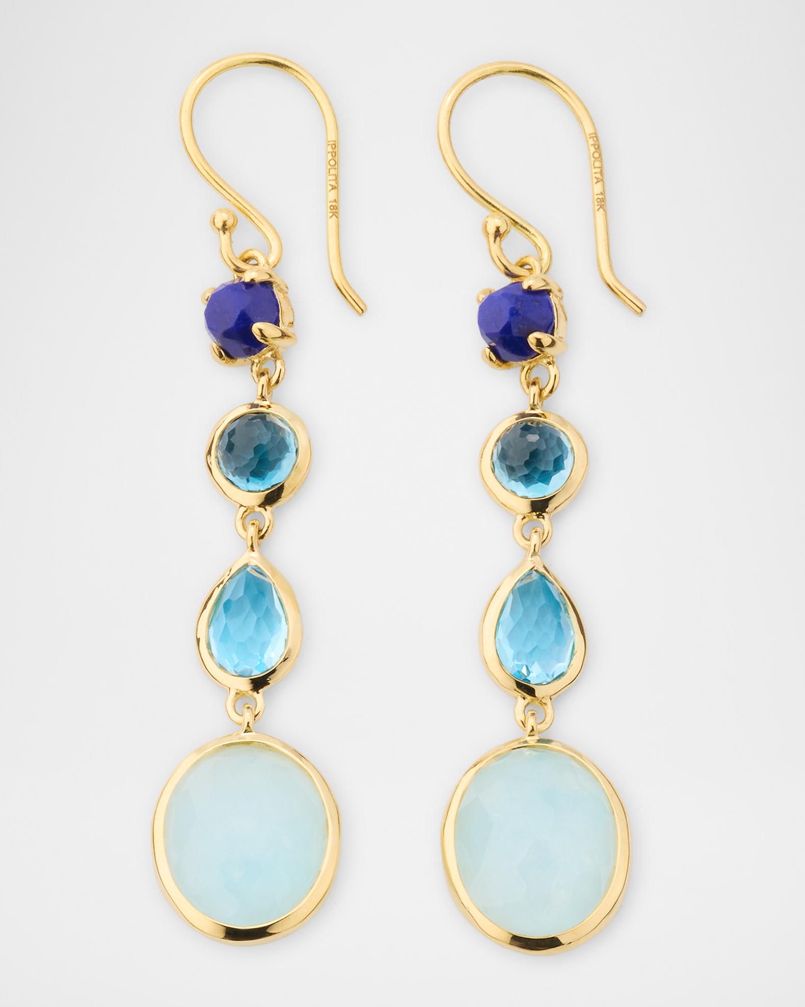 Ippolita Rock Candy 18K Gold 4-Stone Linear Drop Earrings | Neiman Marcus