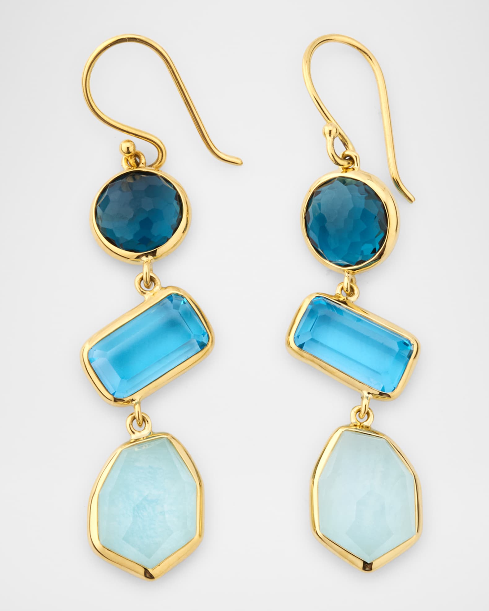 Ippolita Rock Candy 3-Stone Mare Drop Earrings in 18K Gold | Neiman Marcus
