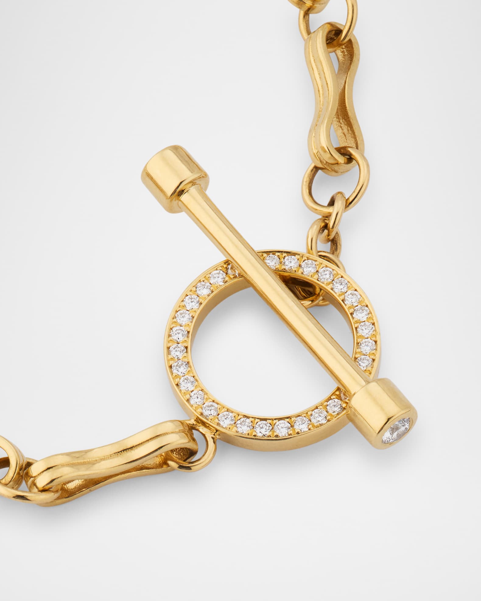 AZLEE Large Motif Double Link Pavé Toggle Chain Necklace | Neiman Marcus