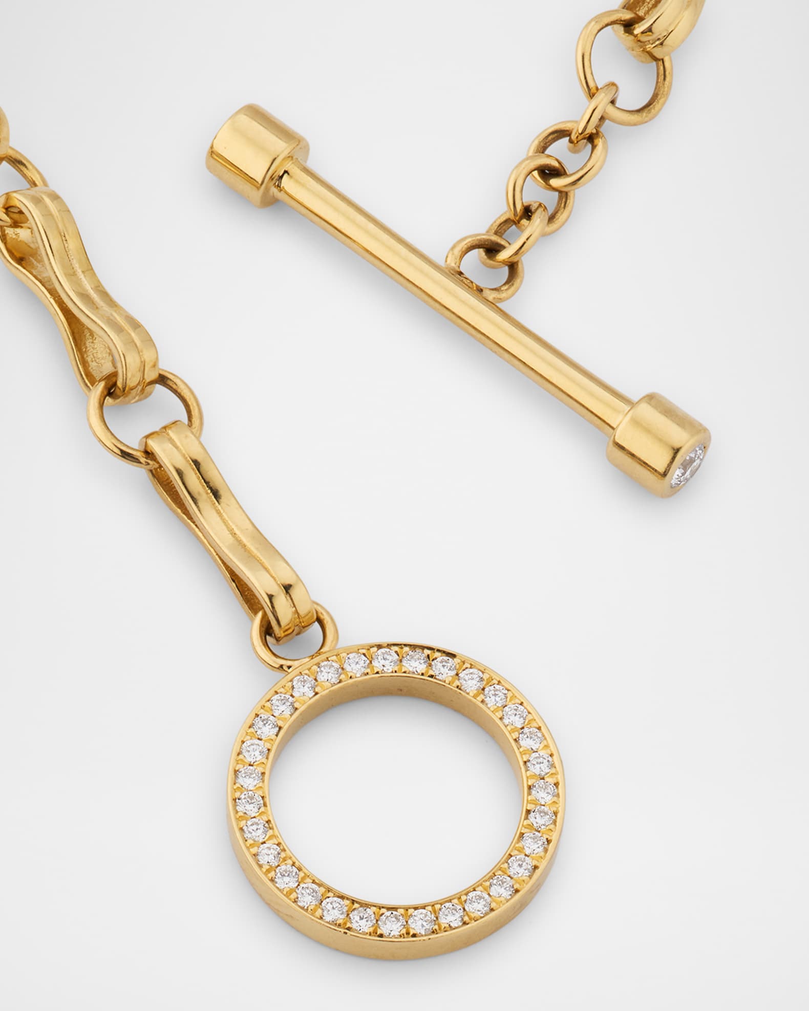 AZLEE Large Motif Double Link Pavé Toggle Chain Necklace | Neiman Marcus