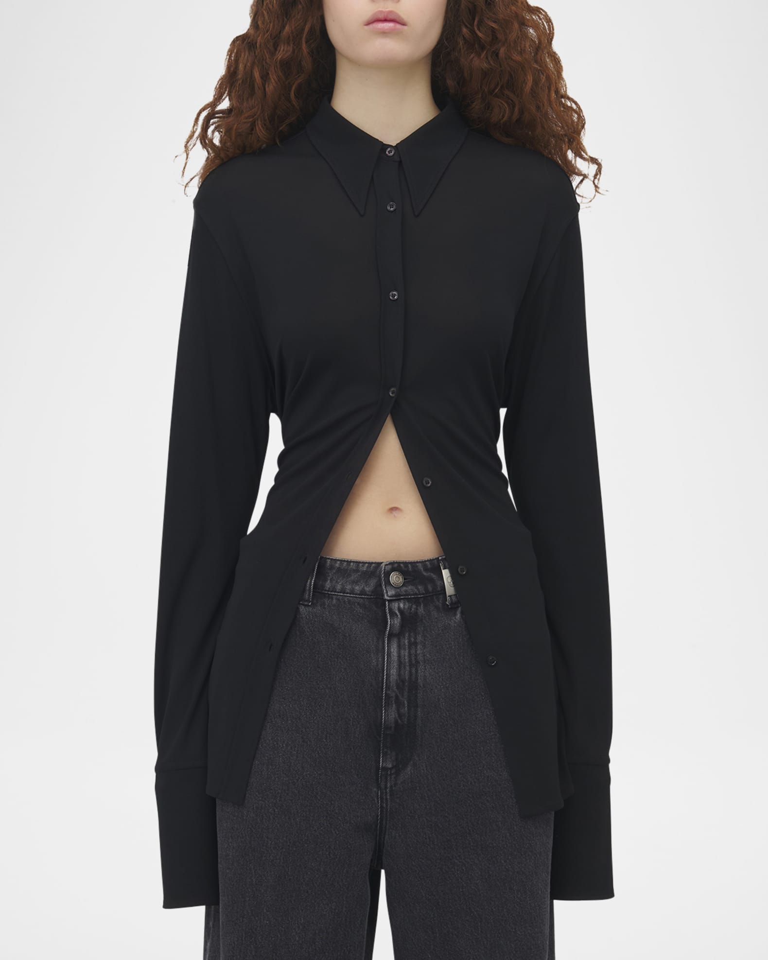 McQueen Split Hem Button Down Blouse | Neiman Marcus