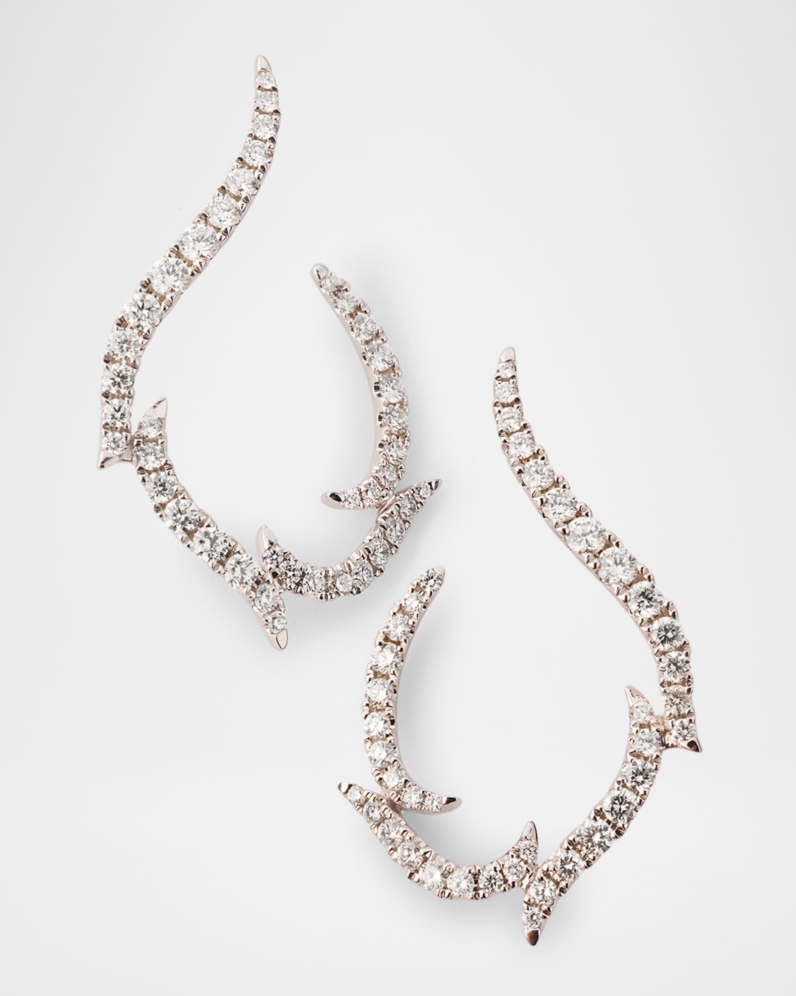 Lisa Nik Diamond Game 18K White Gold Front-to-Back Diamond Flame Earrings | Neiman Marcus