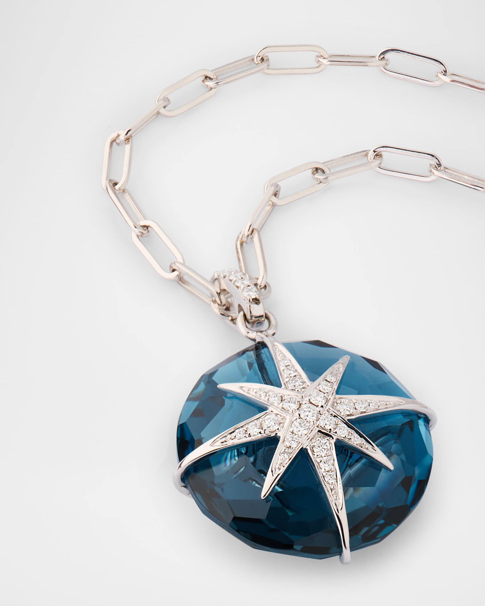 Lisa Nik Rocks 18K White Gold London Blue Topaz and North Star Diamond ...