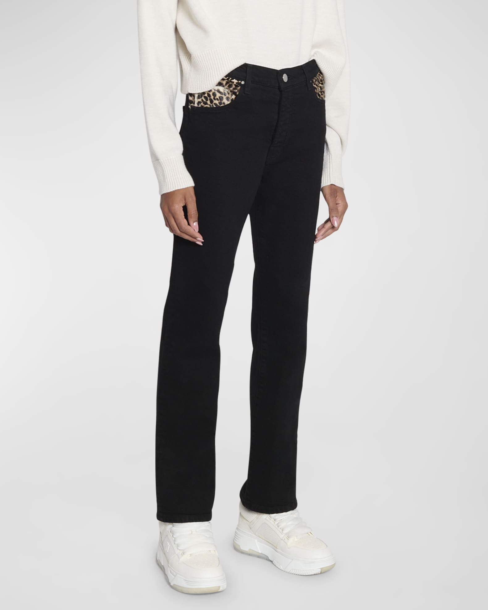 Amiri Leopard Pocket Straight-Leg Jeans | Neiman Marcus