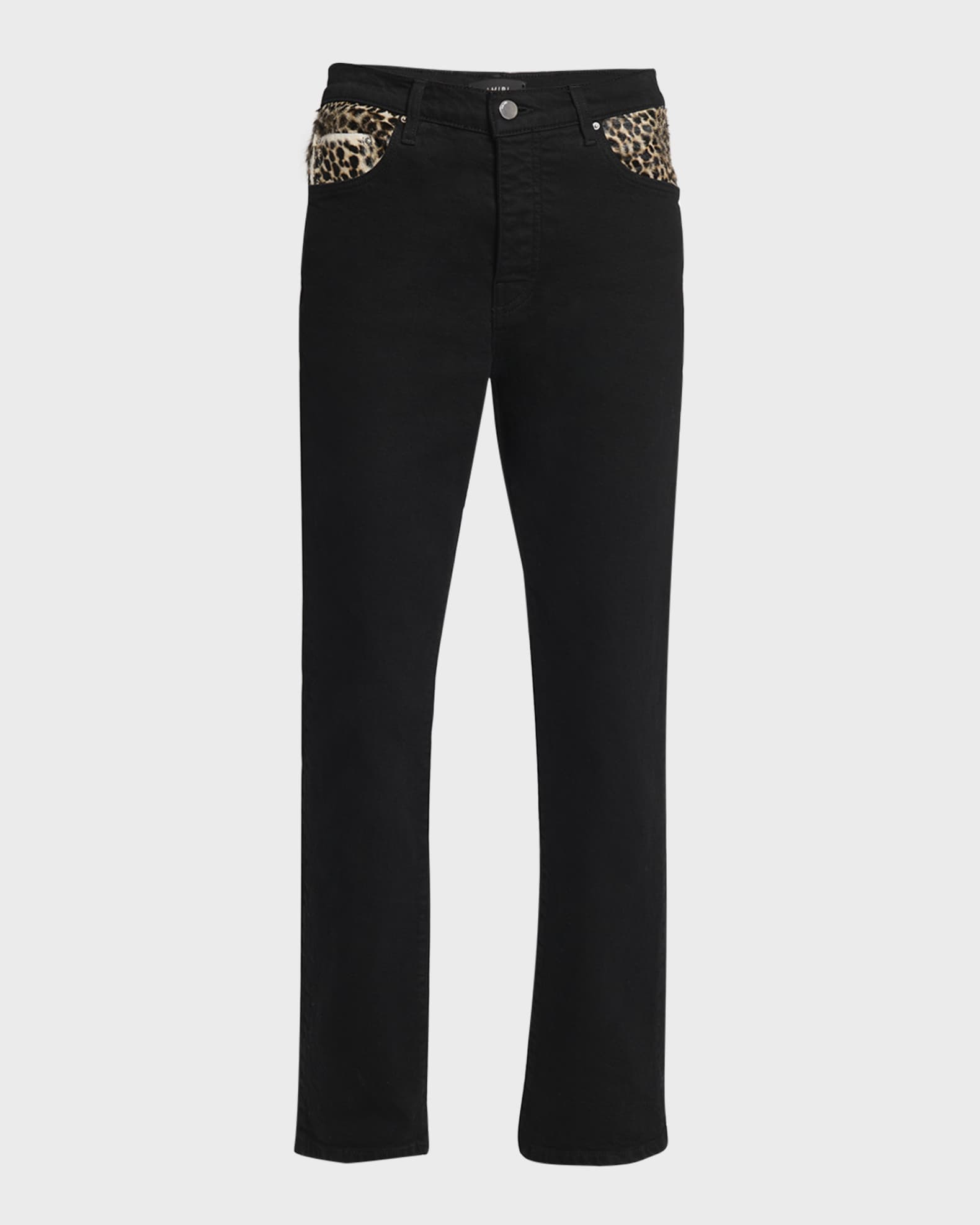 Amiri Leopard Pocket Straight-Leg Jeans | Neiman Marcus