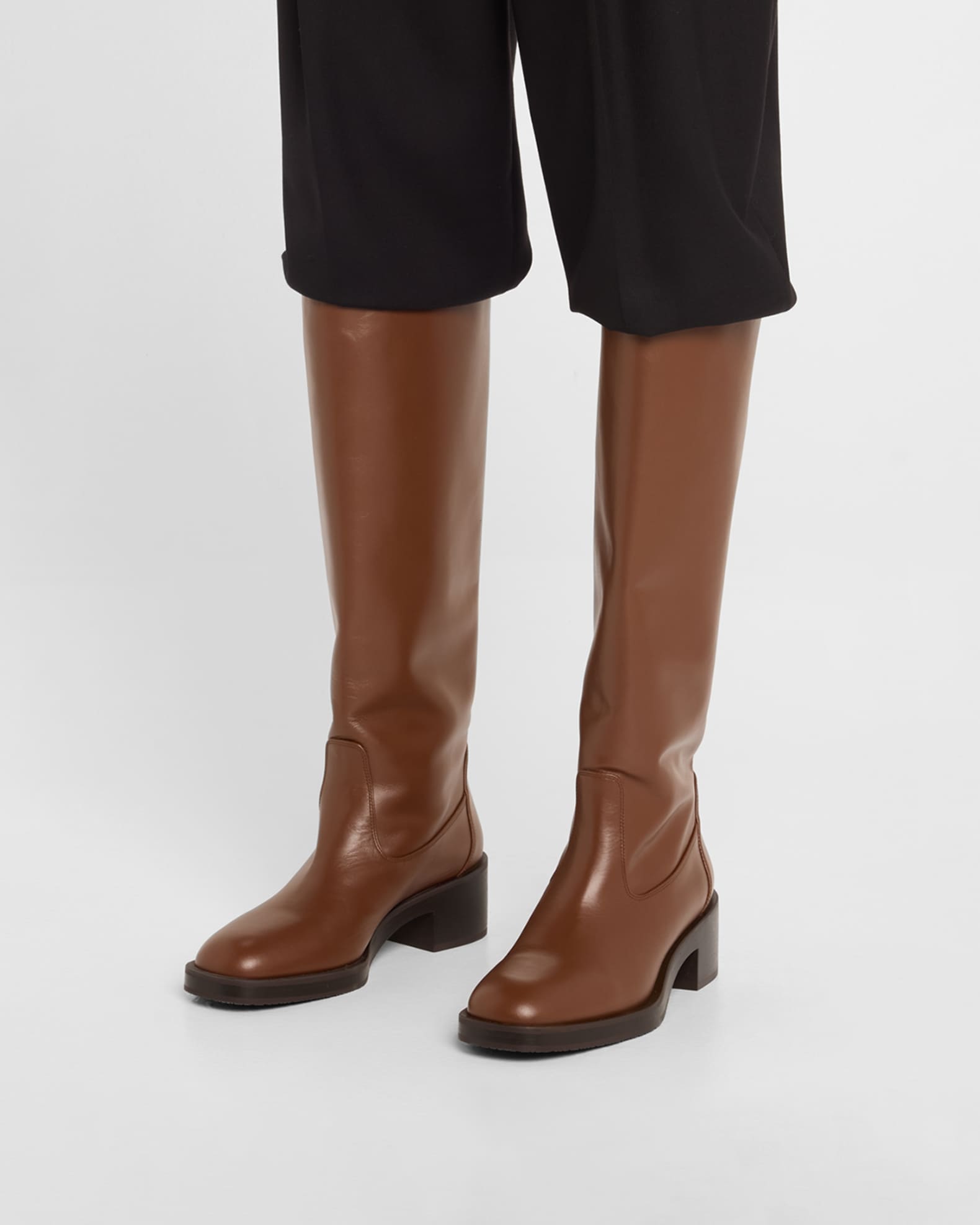 Stuart Weitzman Kaia Leather Knee Boots | Neiman Marcus