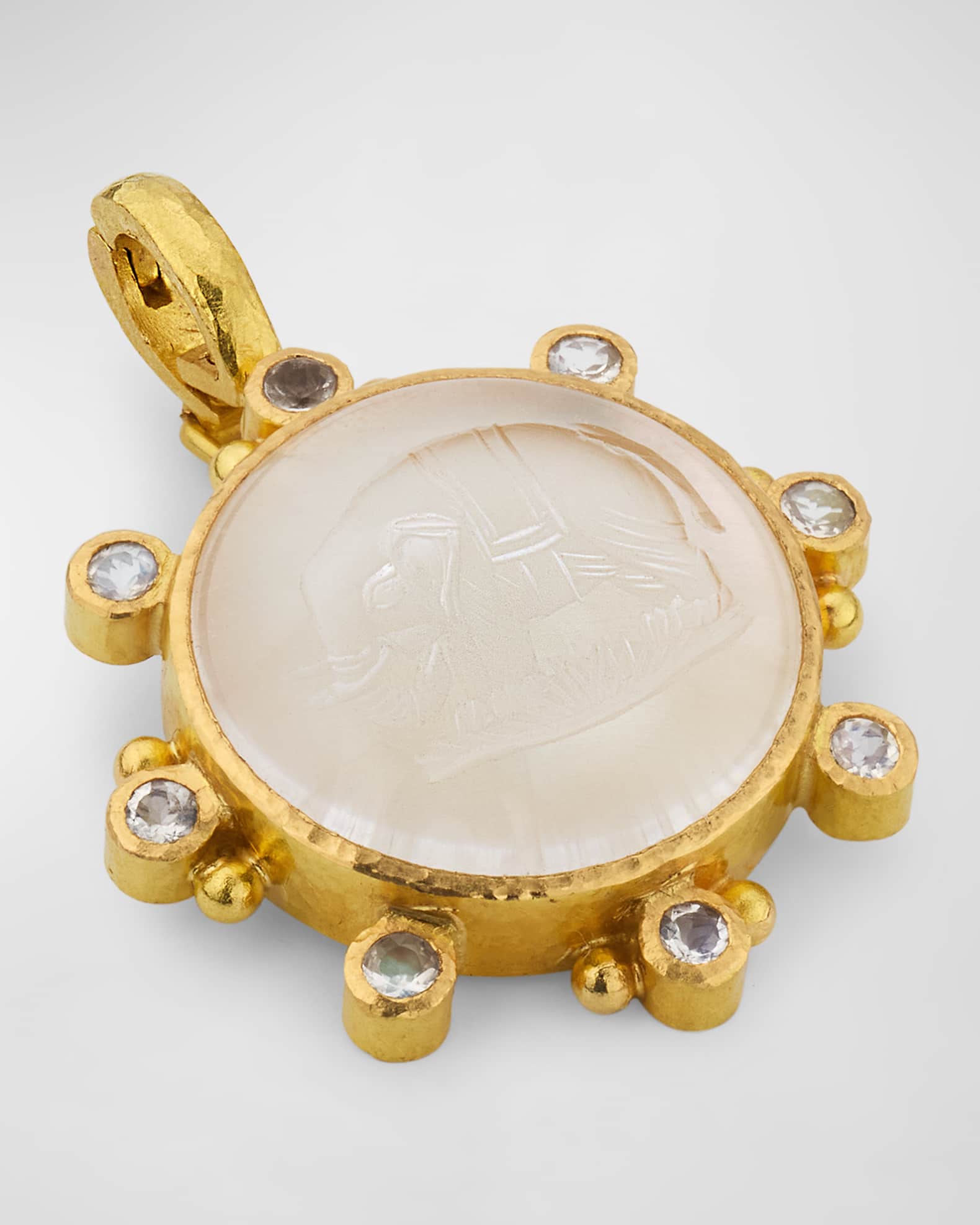 Elizabeth Locke 19K Elephant Rock Crystal Intaglio Pendant with ...