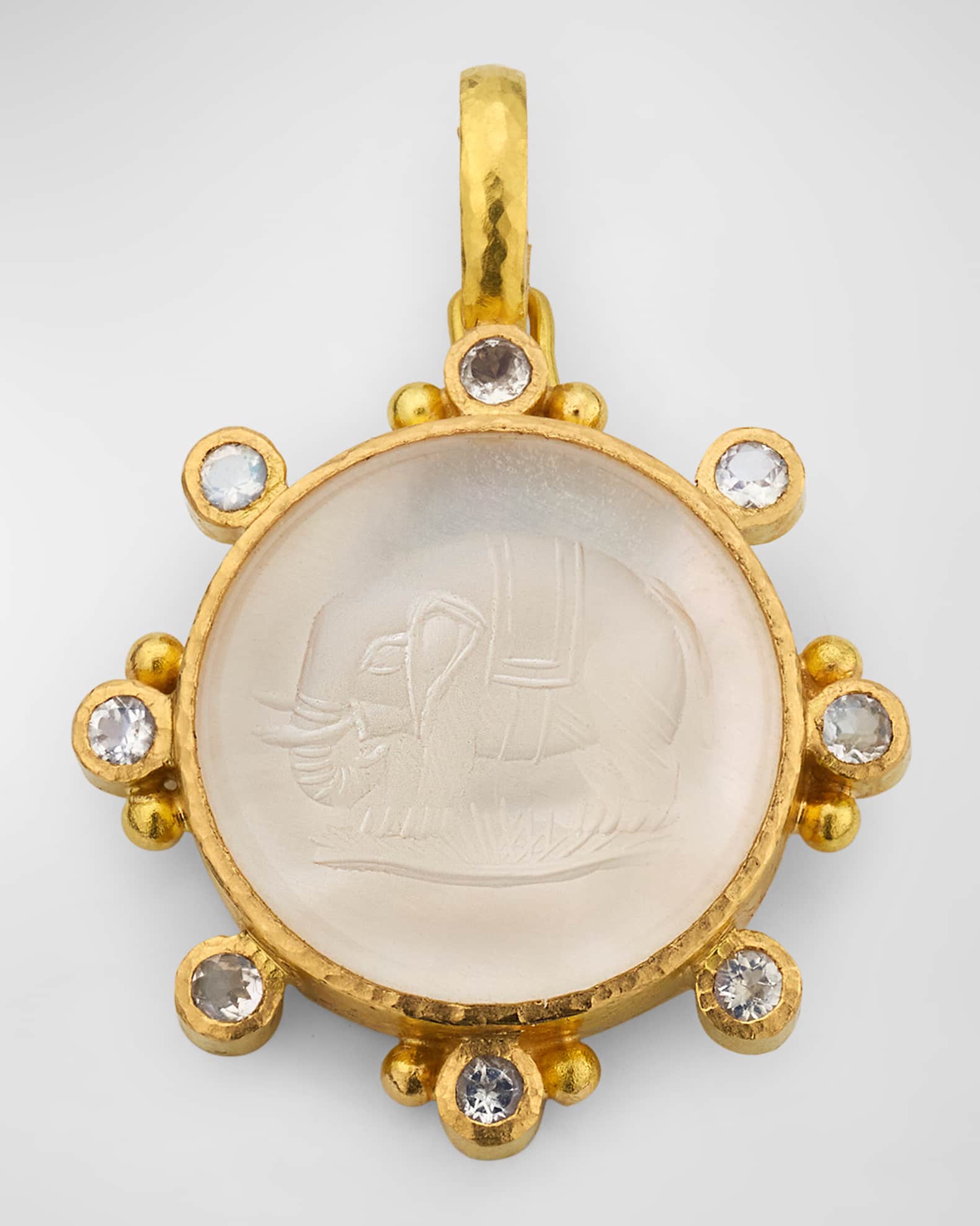 Elizabeth Locke 19K Elephant Rock Crystal Intaglio Pendant with ...
