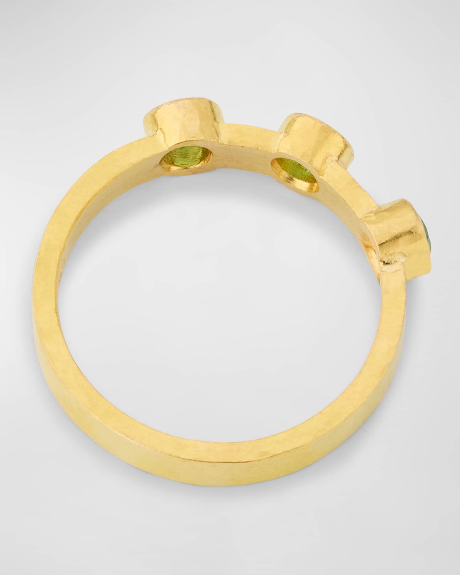 Elizabeth Locke 19K Yellow Gold 3 Green Tsavorite Flat Ribbon Stack ...