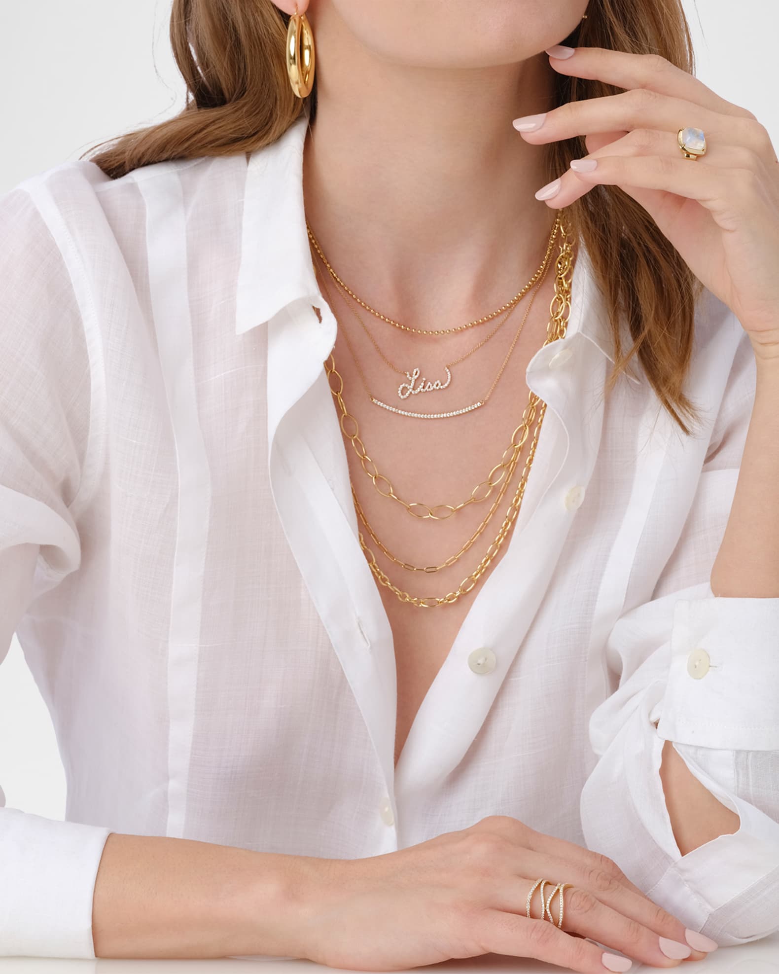 Lisa Nik Talisman 18K Yellow Gold Personalized Lisa Diamond Necklace ...