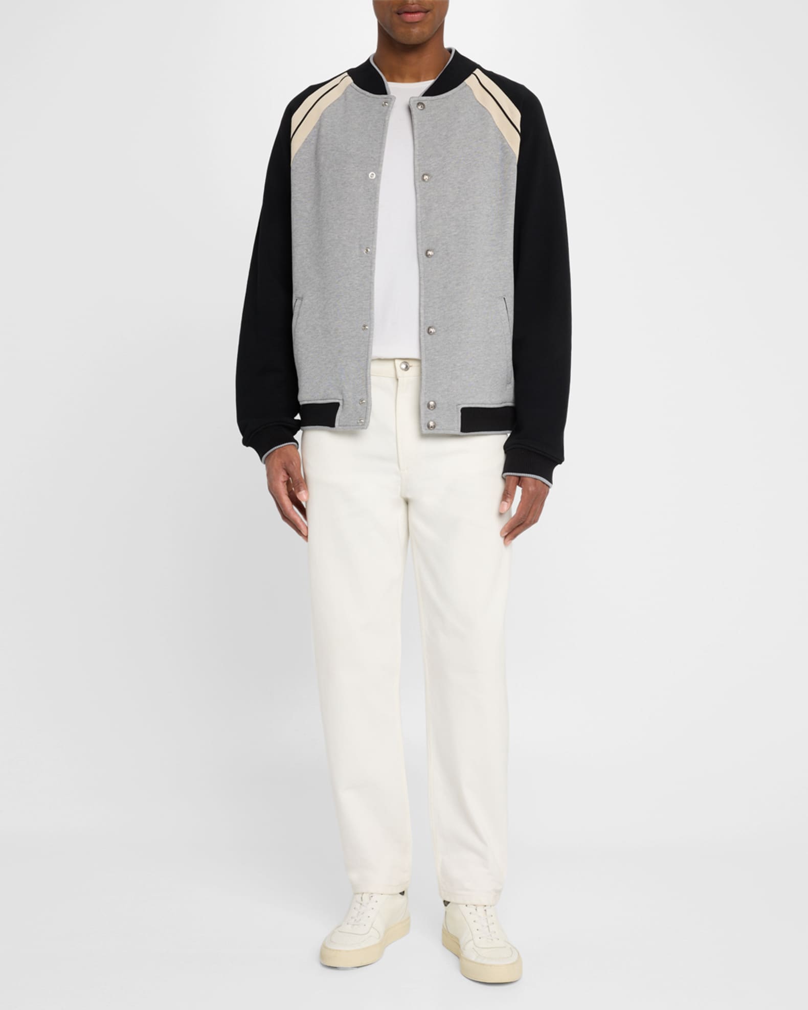 Palm Angels Men's Curved Logo Track Varsity Jacket | Neiman Marcus