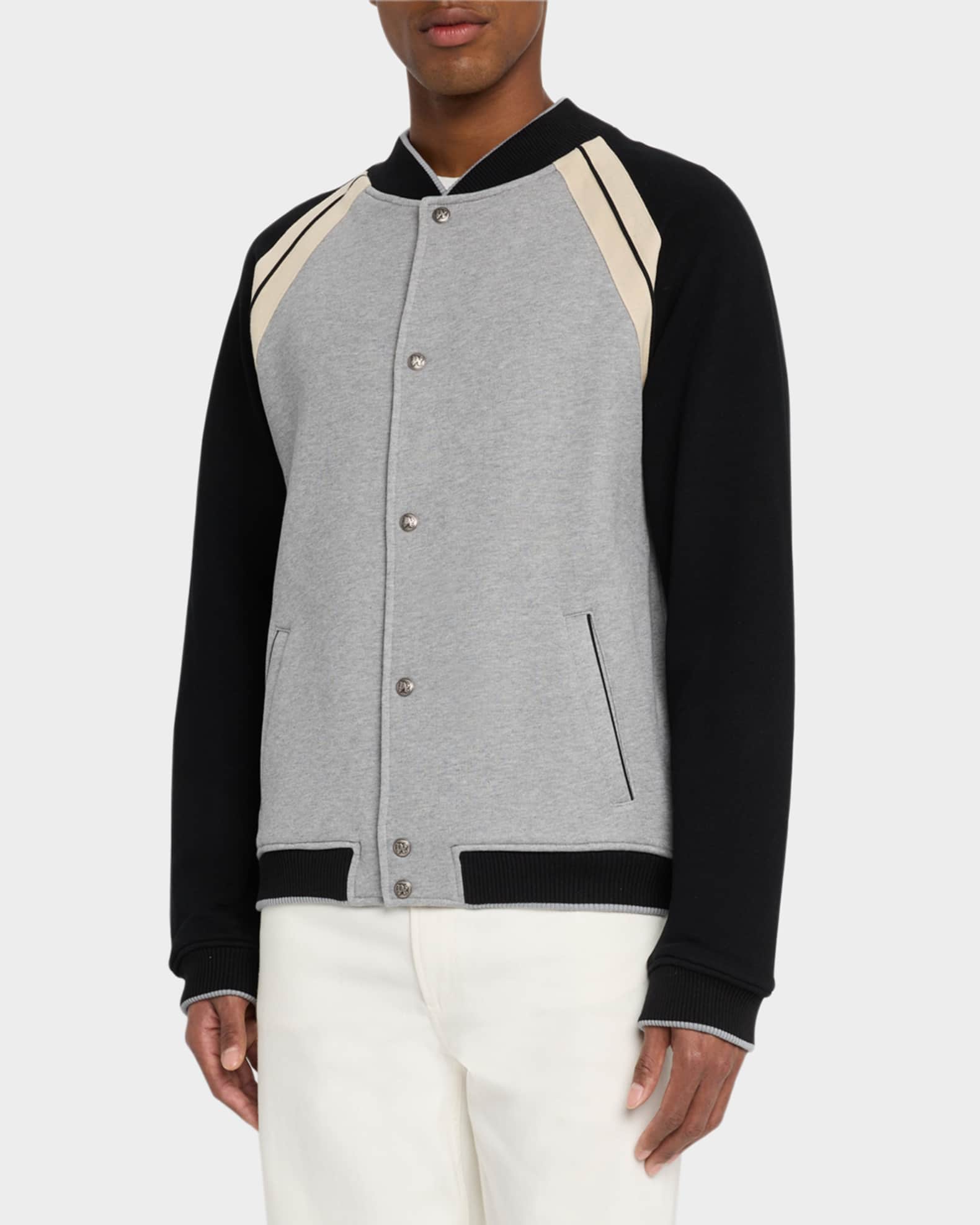 Palm Angels Men's Curved Logo Track Varsity Jacket | Neiman Marcus