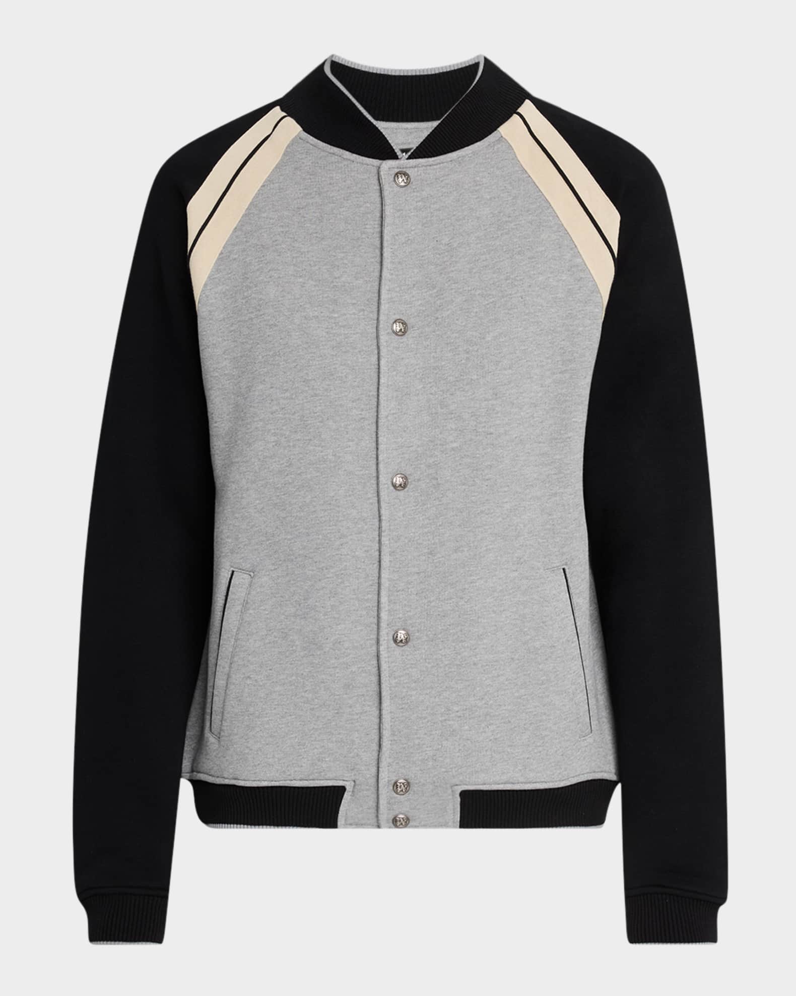 Palm Angels Men's Curved Logo Track Varsity Jacket | Neiman Marcus