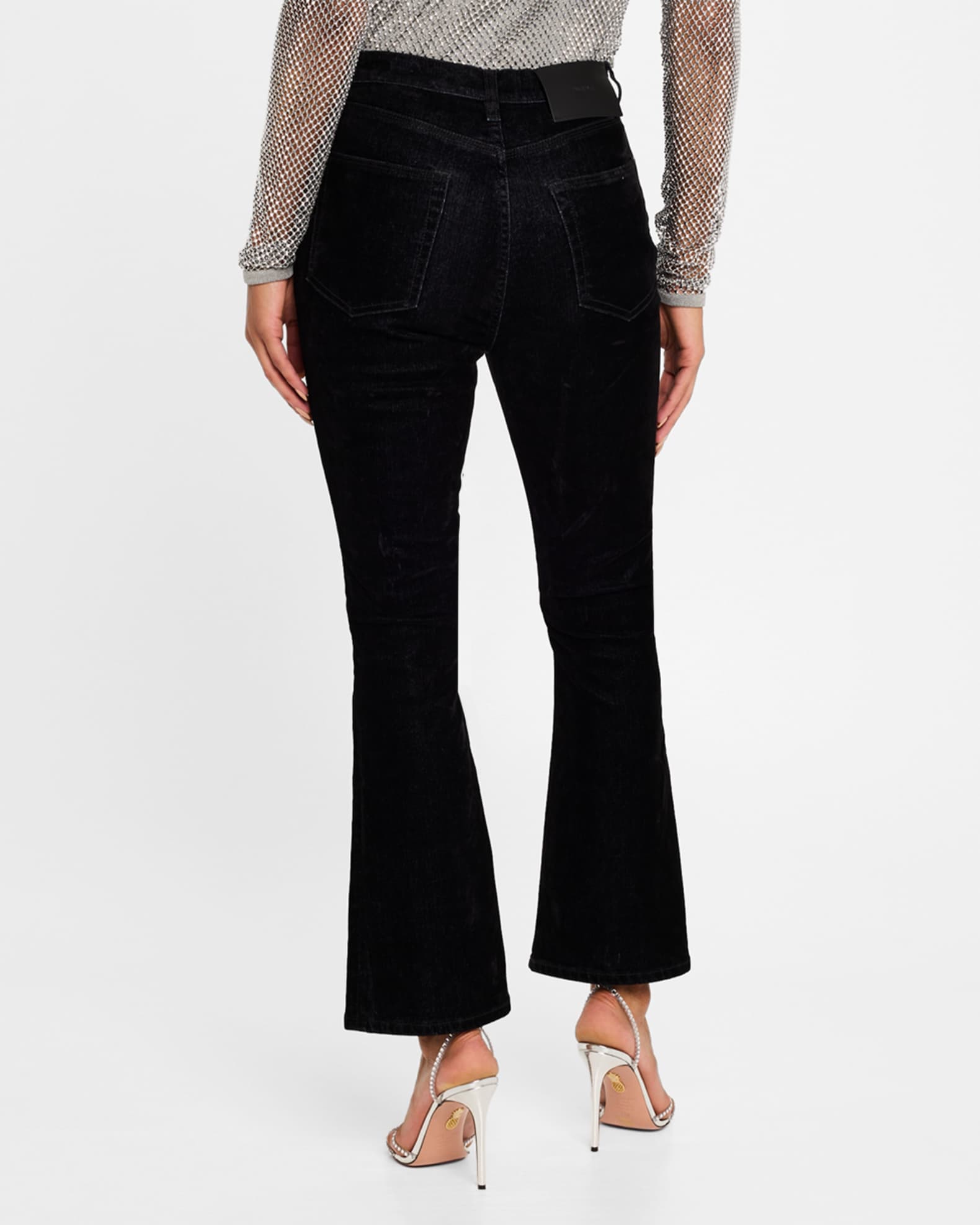 PURPLE Flare Cropped Flock Jeans | Neiman Marcus