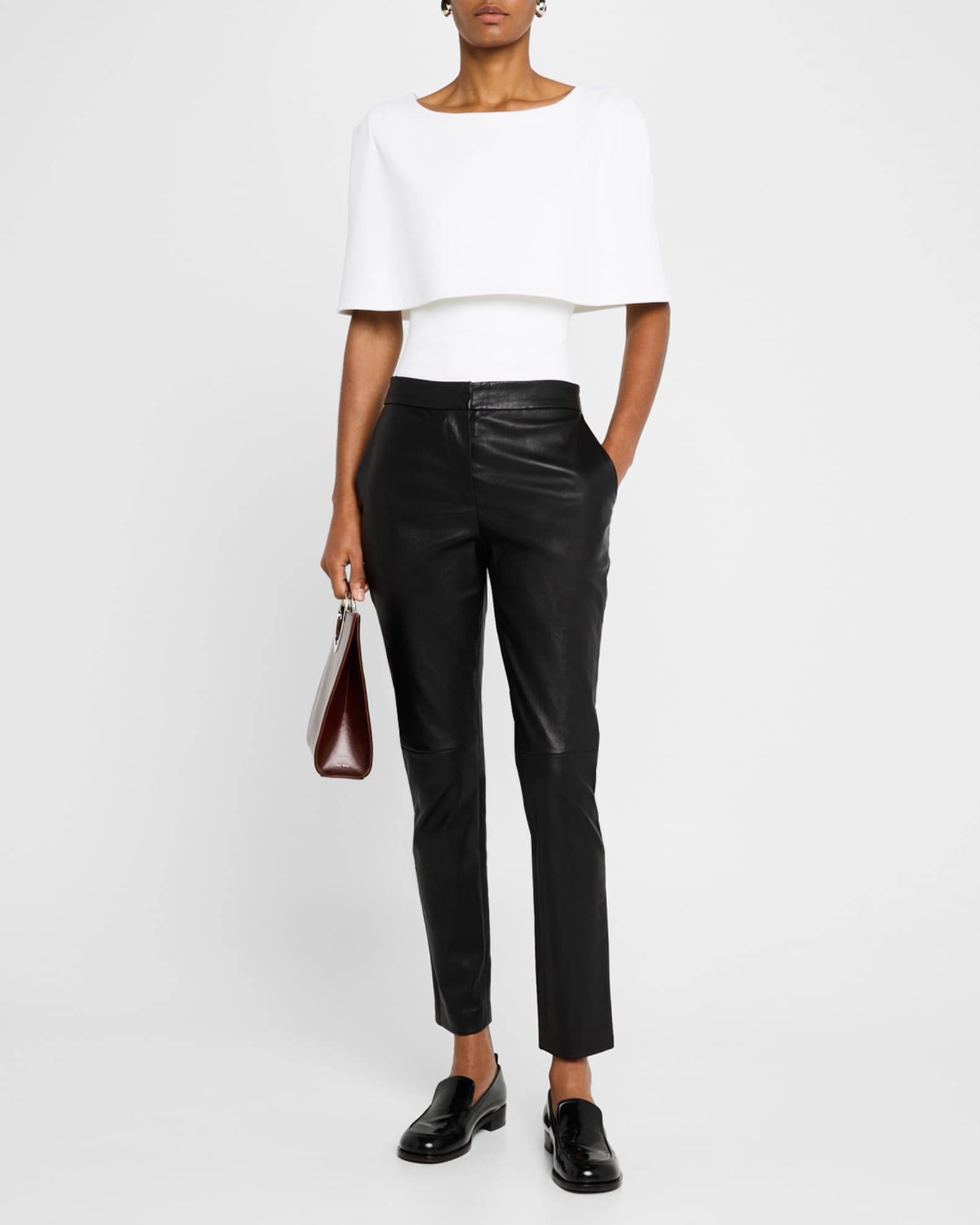Rosetta Getty Cropped Skinny Leg Leather Pants | Neiman Marcus