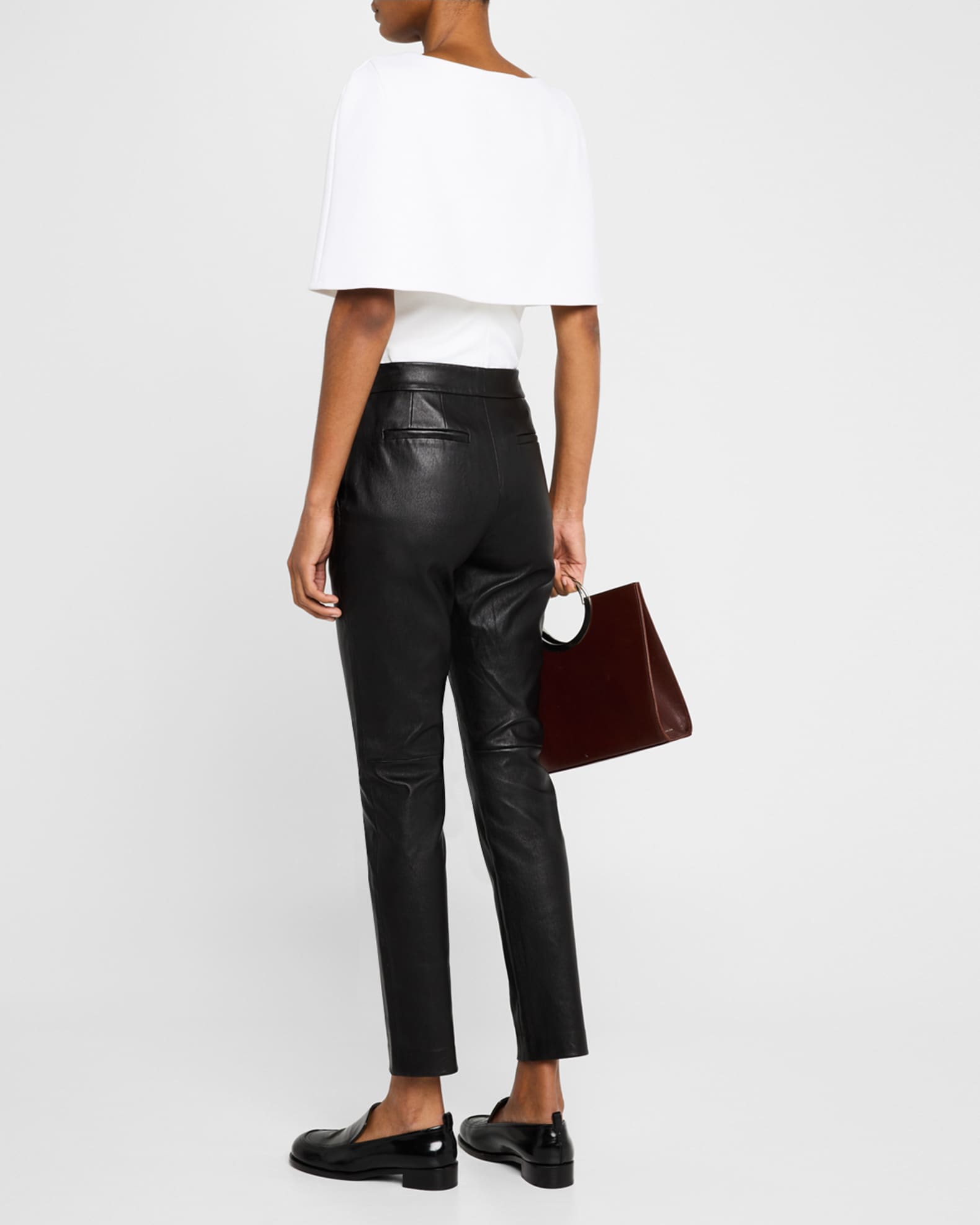 Rosetta Getty Cropped Skinny Leg Leather Pants | Neiman Marcus