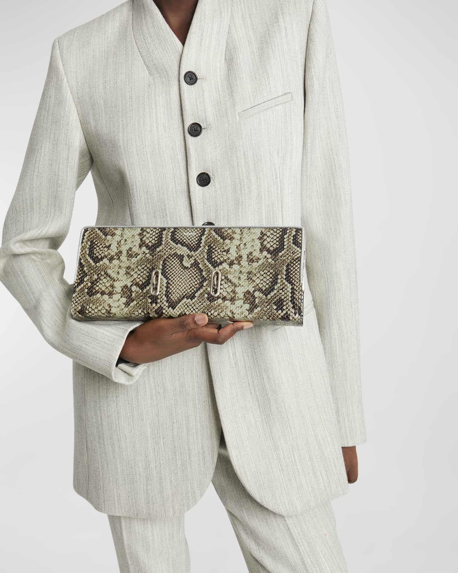 Coperni Binder Python-Print Leather Clutch Bag | Neiman Marcus