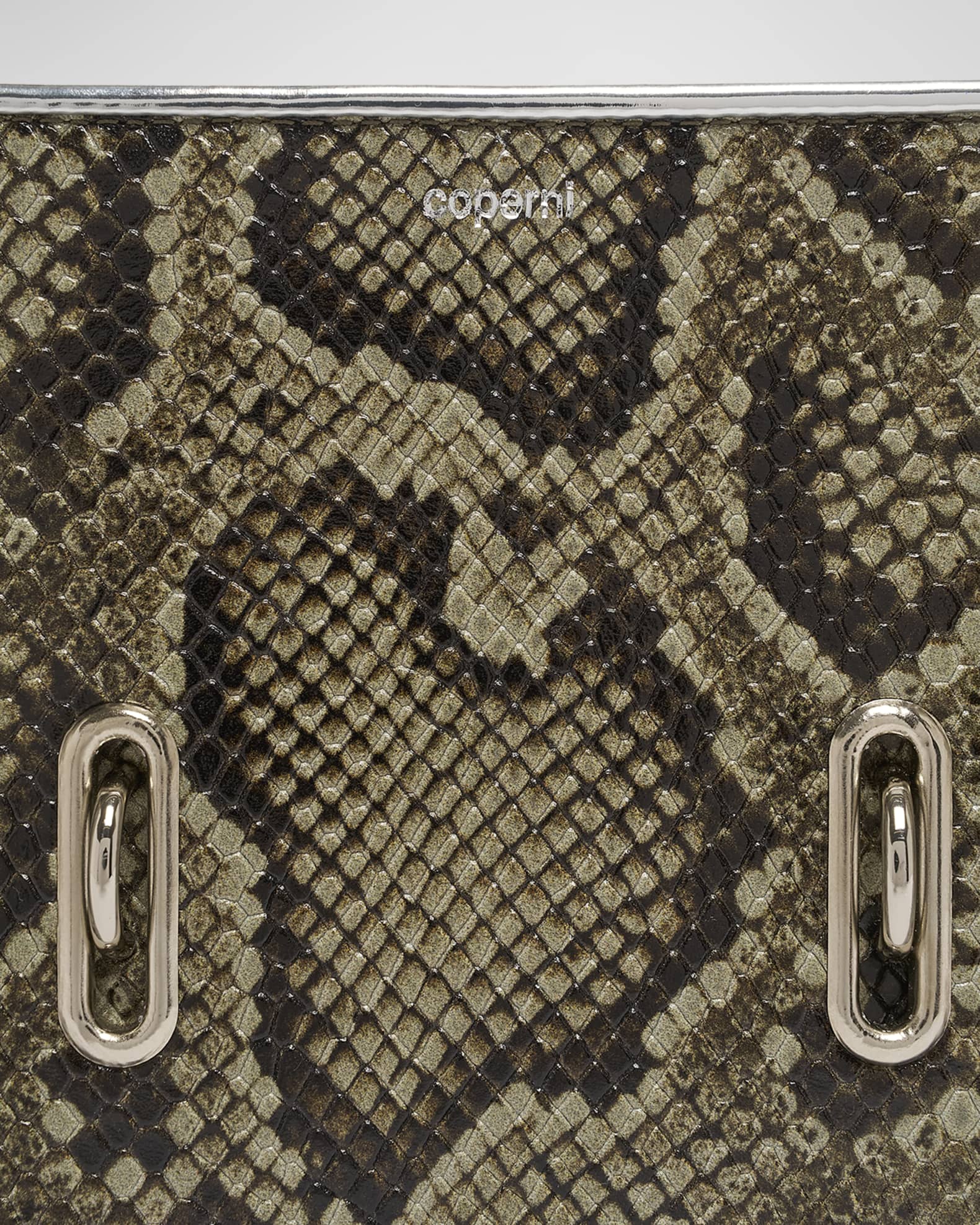 Coperni Binder Python-Print Leather Clutch Bag | Neiman Marcus