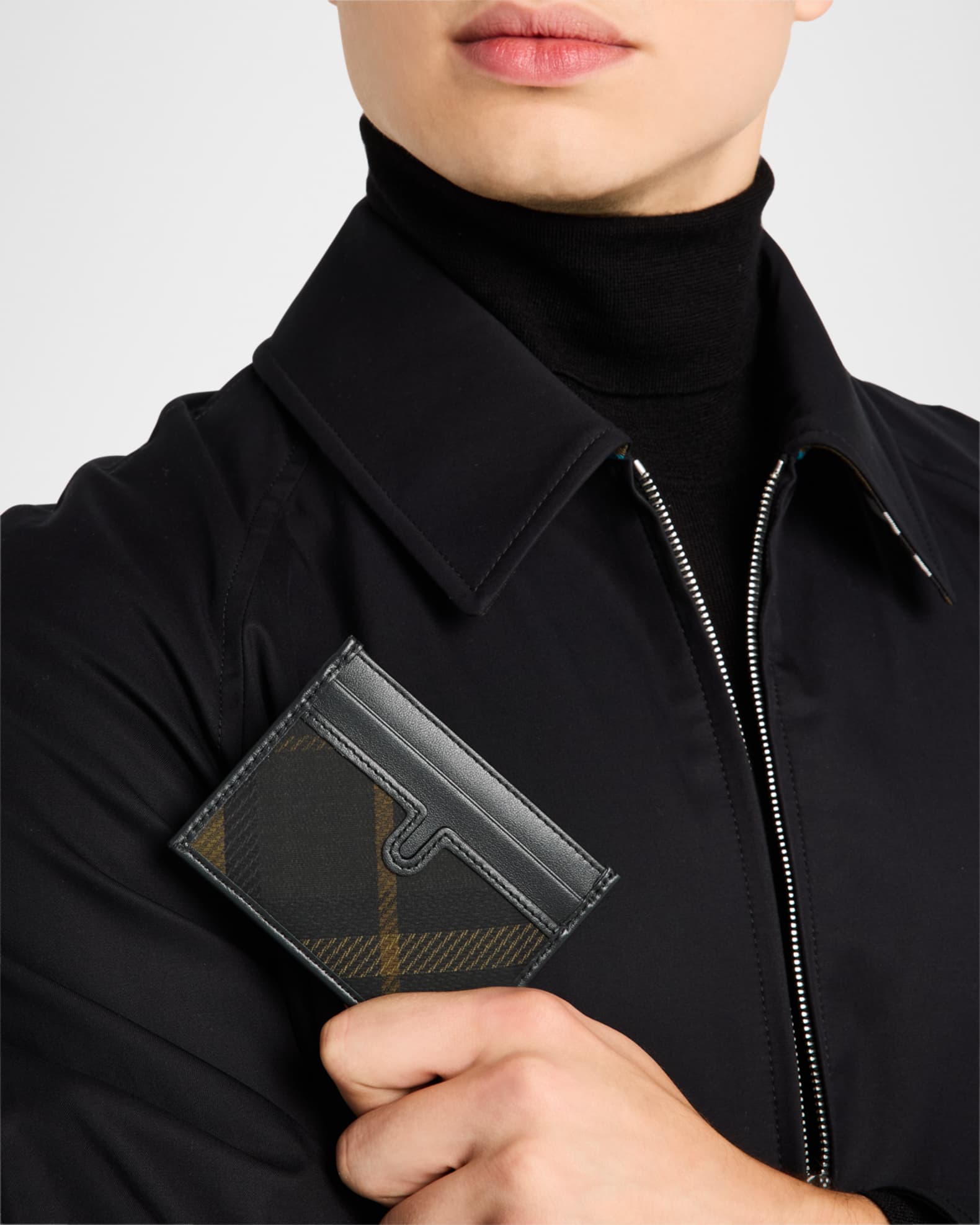 Burberry Men's Sandon Check Card Case | Neiman Marcus