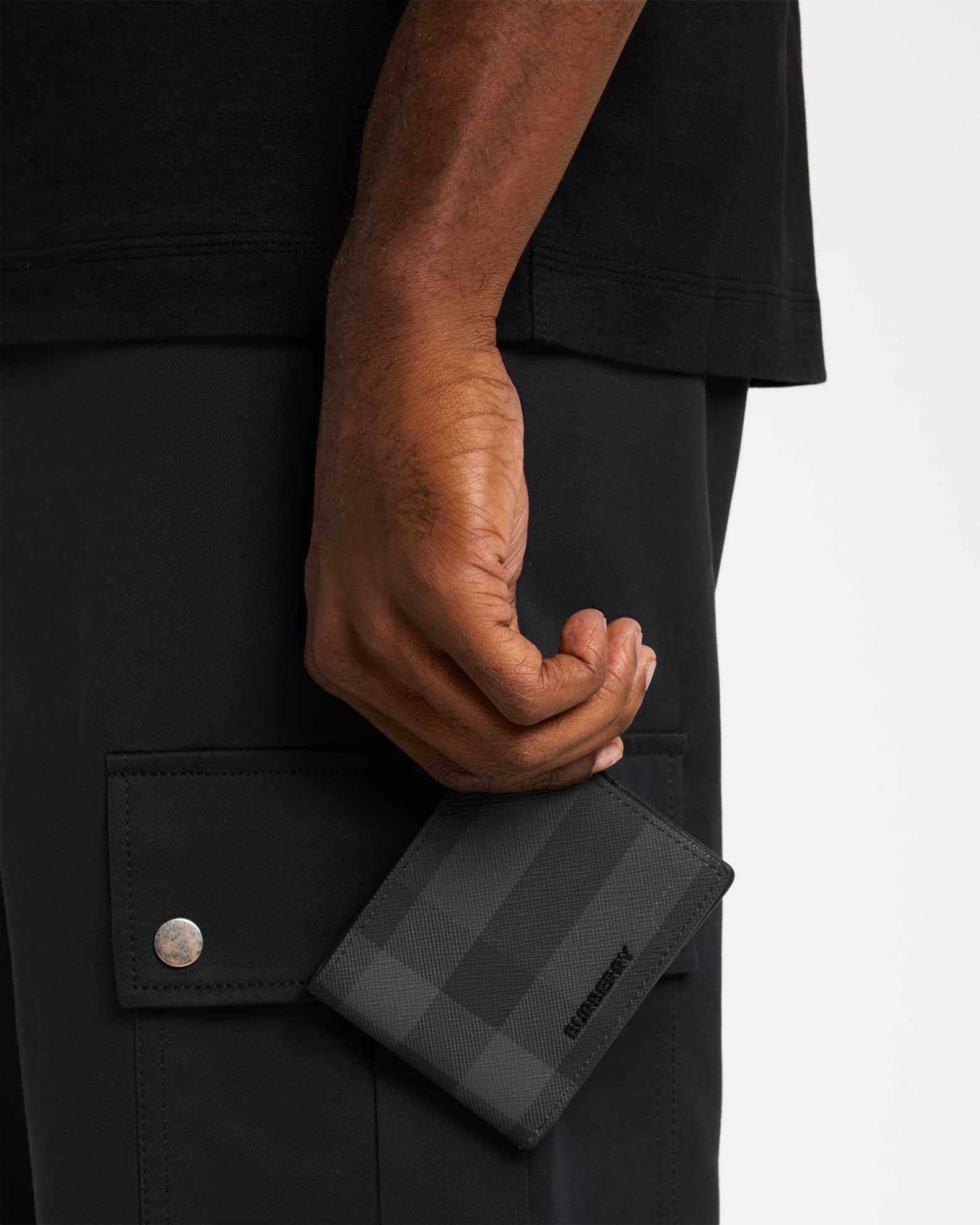 Burberry Men's Leather Check Bifold Wallet | Neiman Marcus