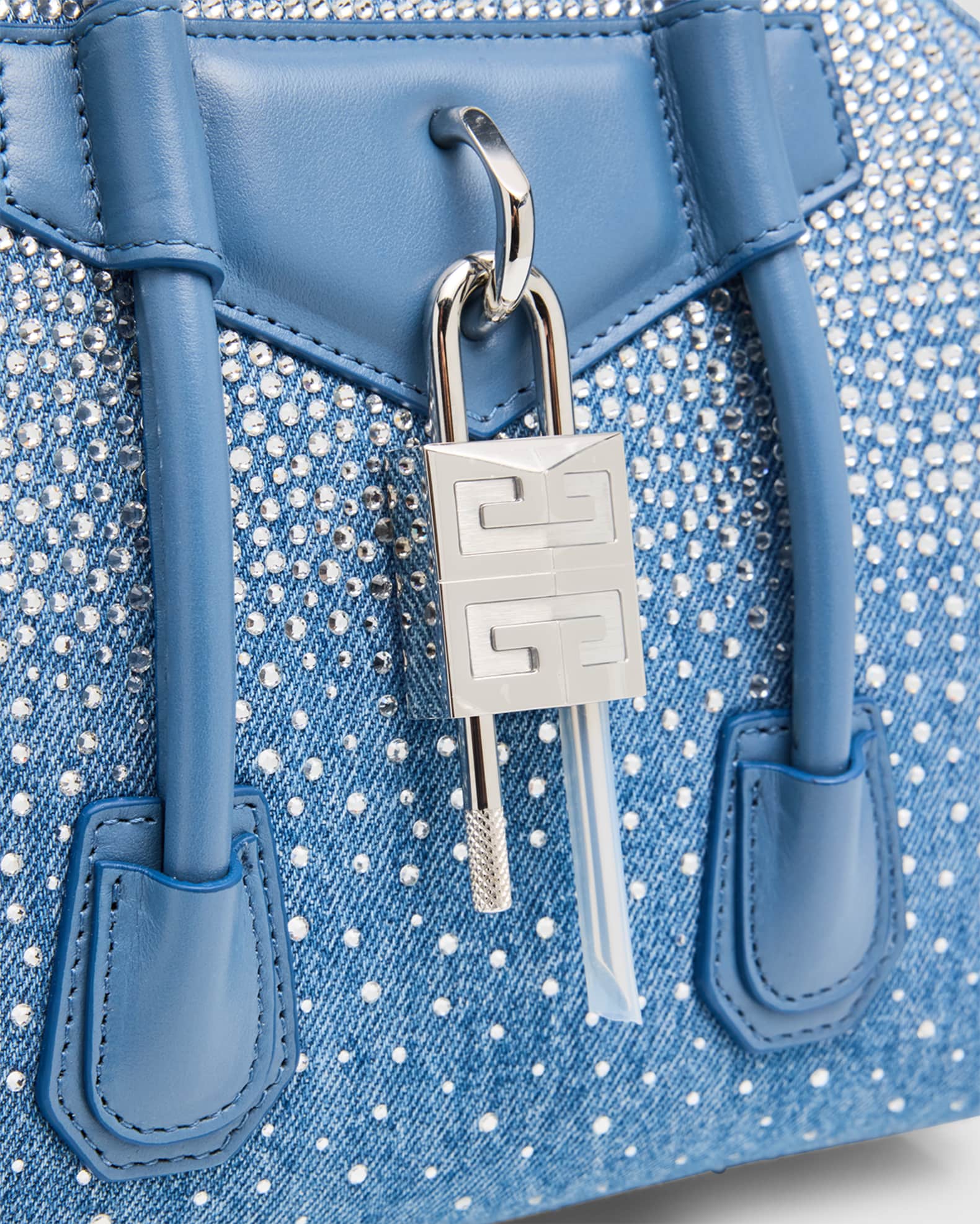 Givenchy Antigona Lock Mini Shoulder Bag in Embellished Denim | Neiman ...