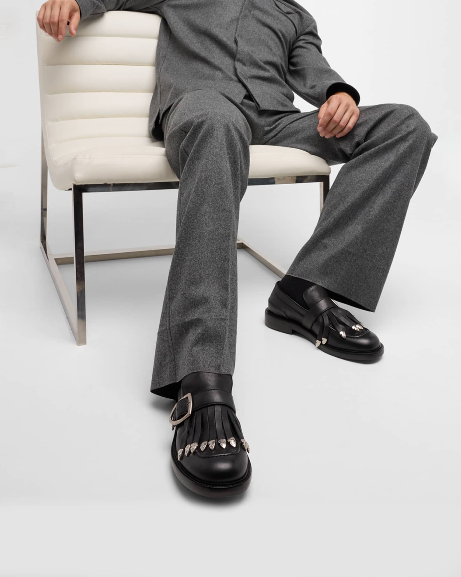 Burberry Men's Cobble Fringe Leather Loafers | Neiman Marcus