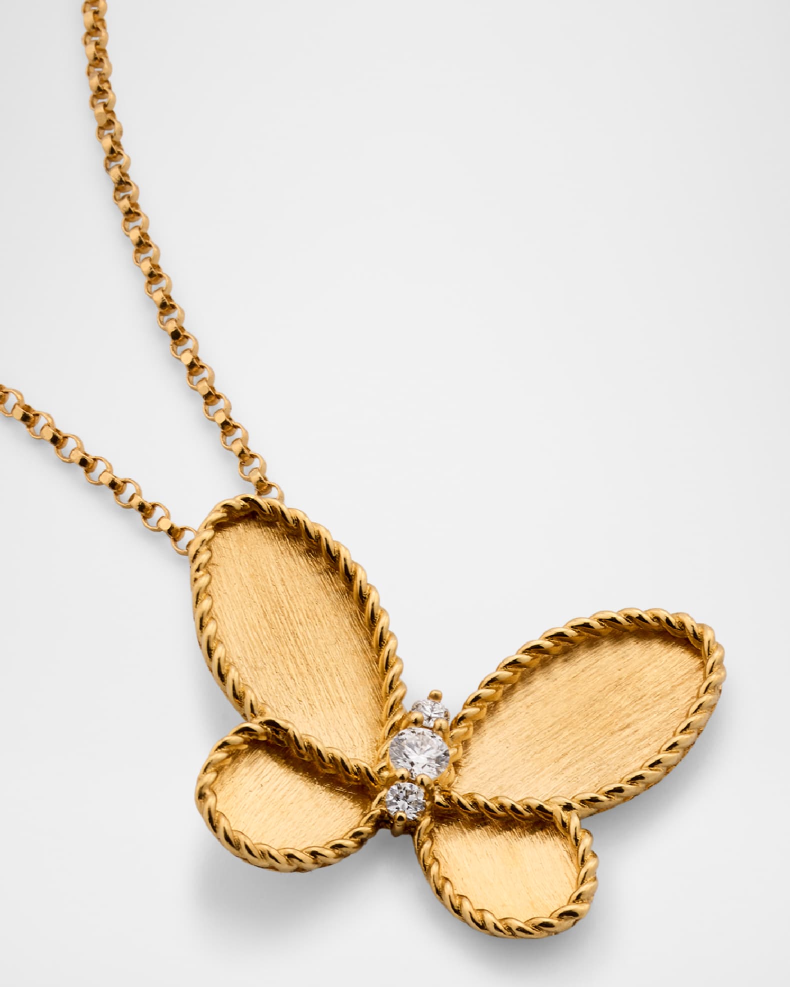 Roberto Coin Jasmine 18K Yellow Gold Diamond Butterfly Pendant Necklace ...