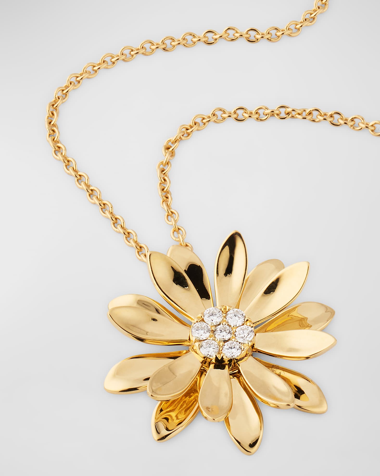 Roberto Coin Margherita 18K Yellow Gold Flower Necklace with Diamond ...