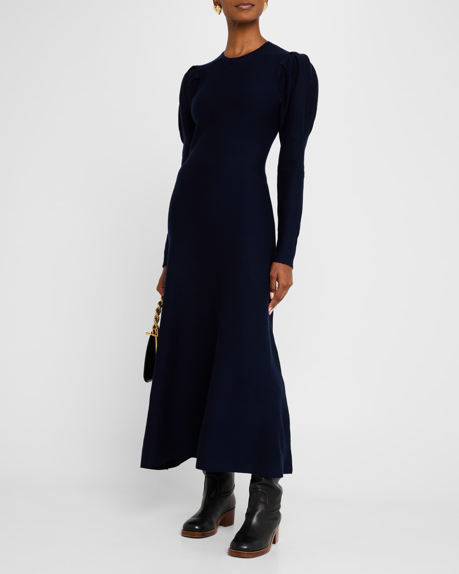 Gabriela Hearst Hannah Puff-Sleeve Wool-Cashmere Maxi Dress | Neiman Marcus