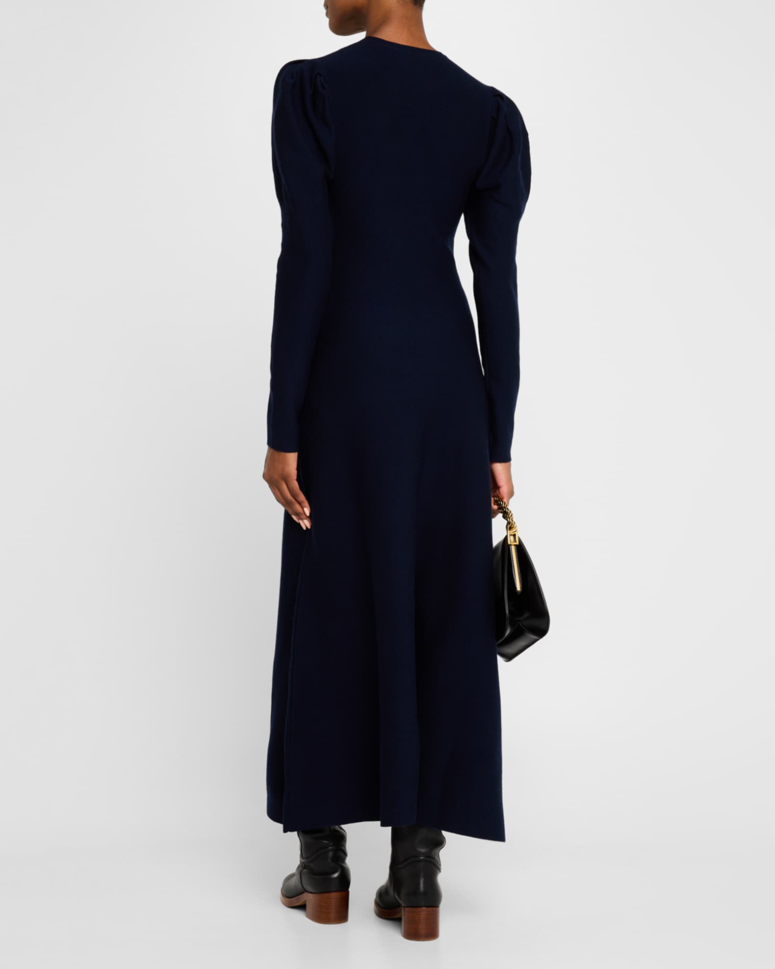 Gabriela Hearst Hannah Puff-Sleeve Wool-Cashmere Maxi Dress | Neiman Marcus