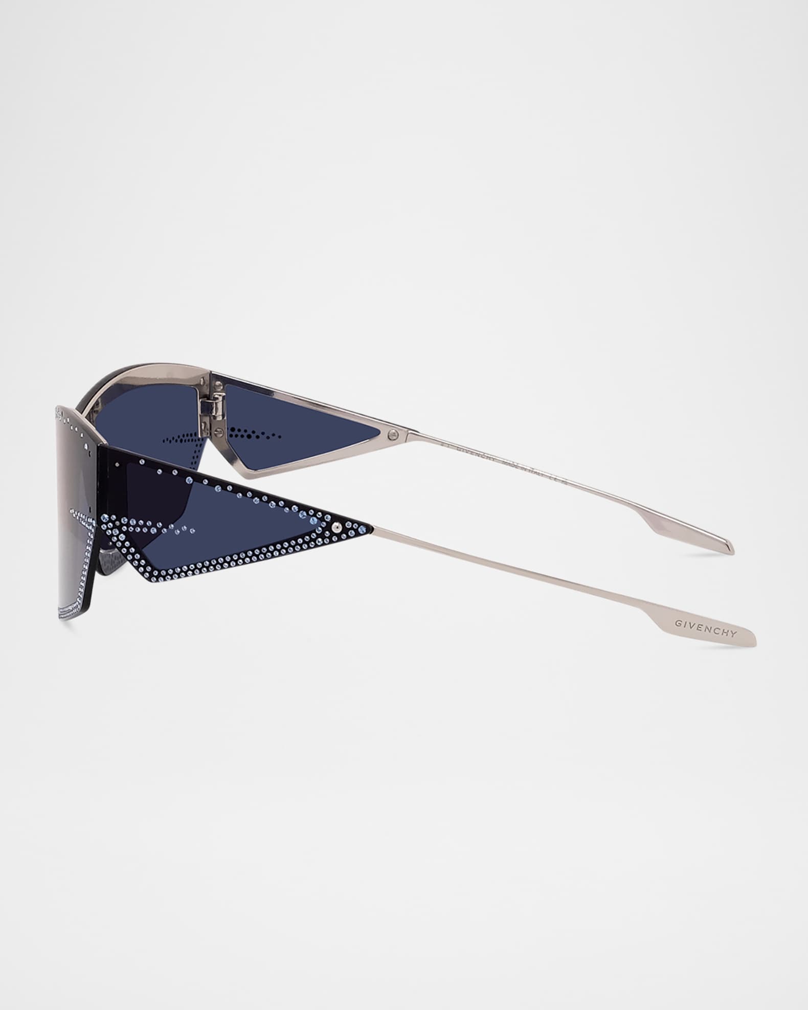 Givenchy Strass Semi-Rimless Metal Square Shield Sunglasses | Neiman Marcus