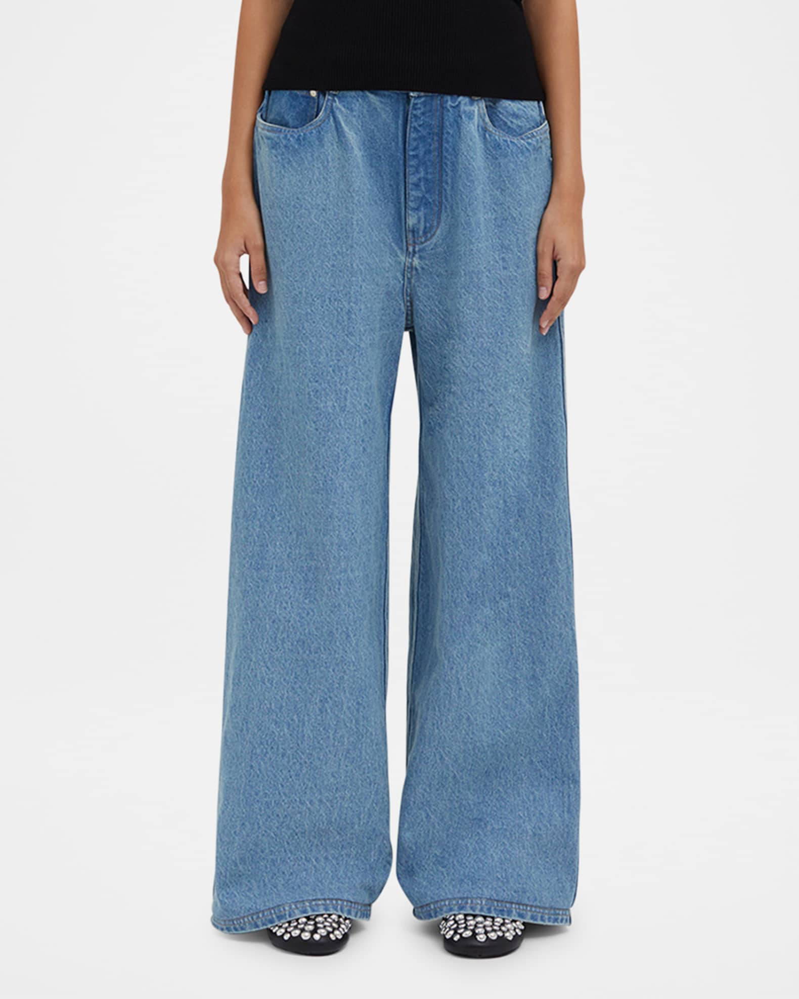 Christopher Esber Oversized Wide-Leg Drop Jeans | Neiman Marcus