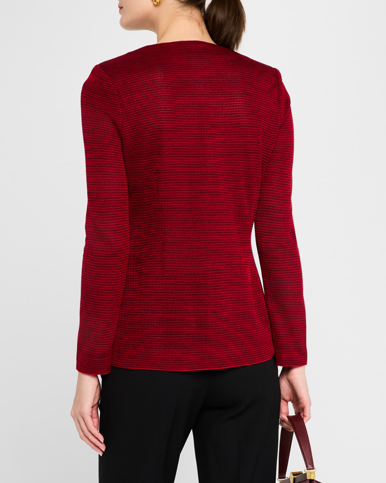 Misook Two-Tone Cutout Knit Jacket | Neiman Marcus