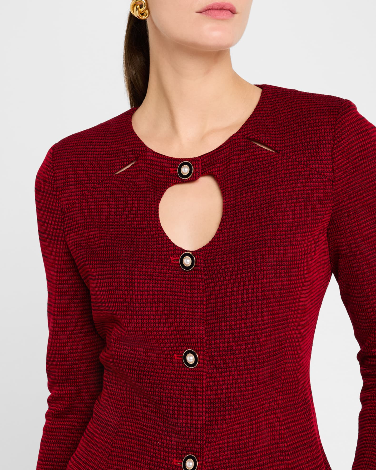 Misook Two-Tone Cutout Knit Jacket | Neiman Marcus