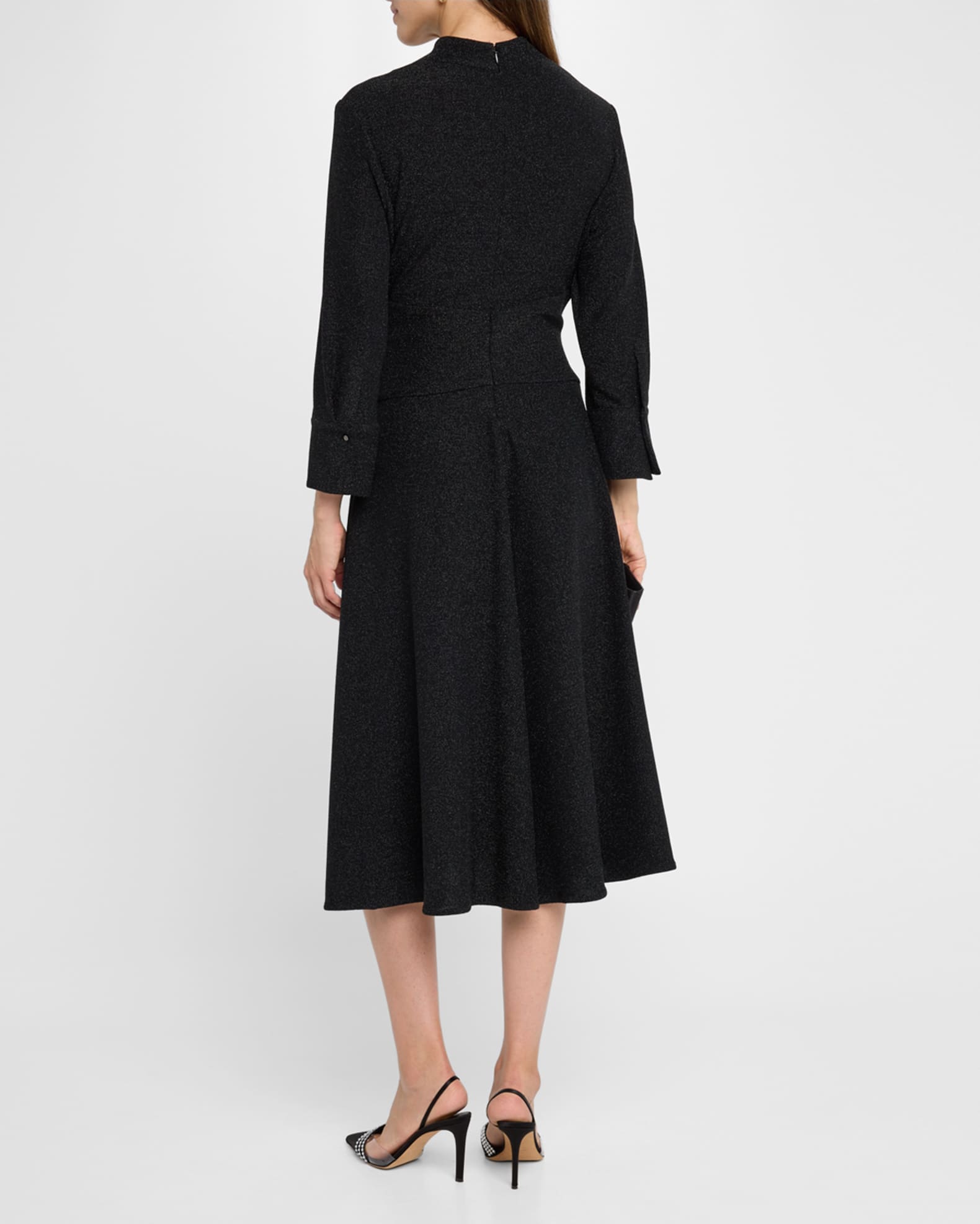 Misook A-Line Sparkle Stretch Midi Dress | Neiman Marcus