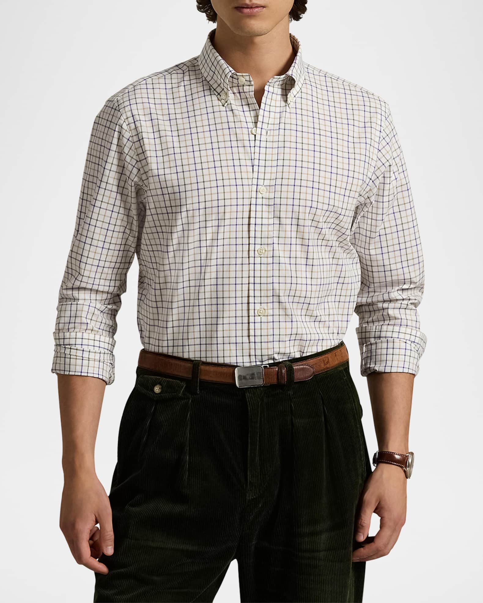 Polo Ralph Lauren Mens Tattersall Poplin Classic Fit Shirt Neiman Marcus