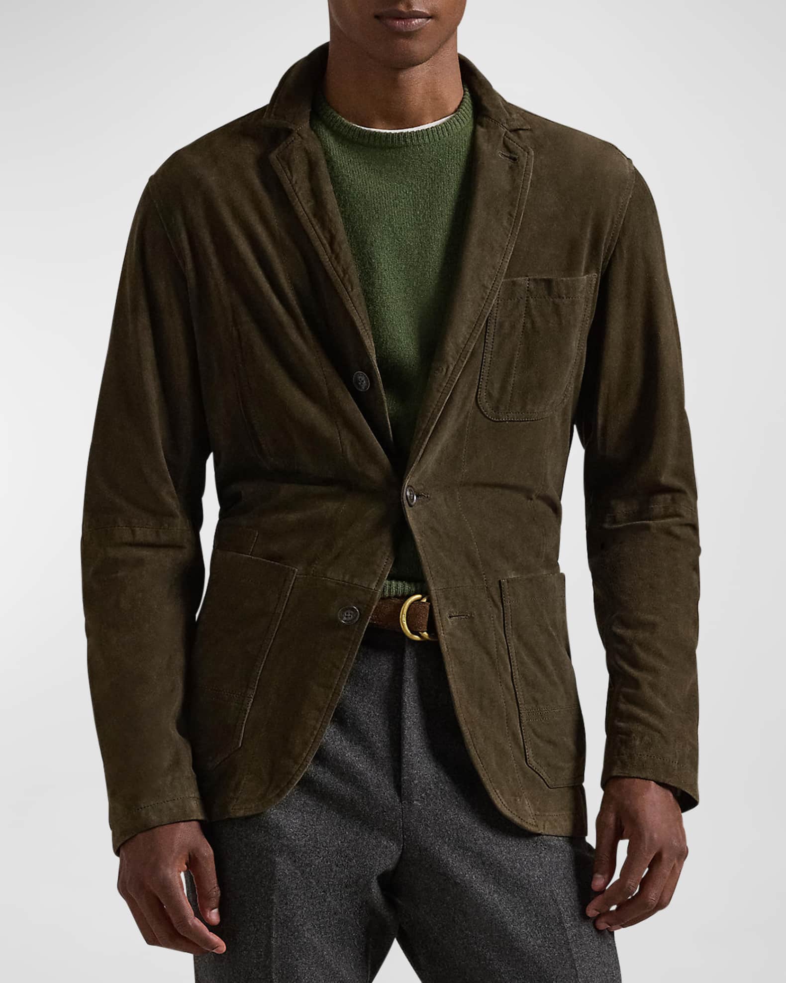 Polo Ralph Lauren Men's Suede Three-Button Jacket | Neiman Marcus