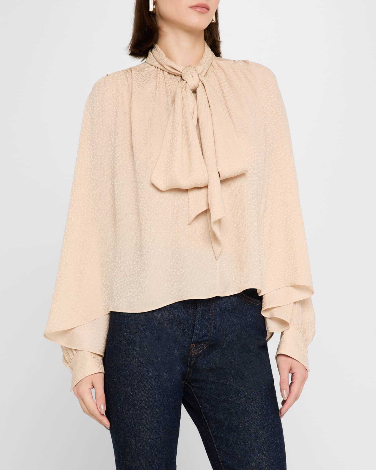 Chloe Bow-Neck Batwing-Sleeve Top | Neiman Marcus