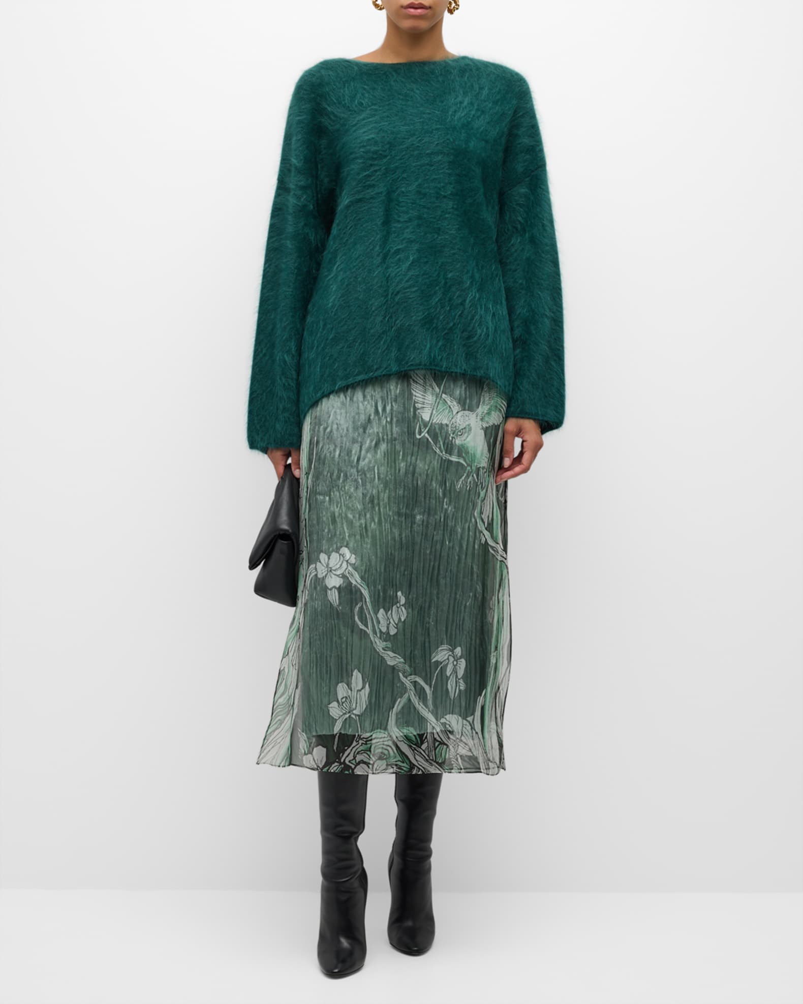 Jason Wu Collection Brushed Cashmere Knit Crewneck Sweater | Neiman Marcus