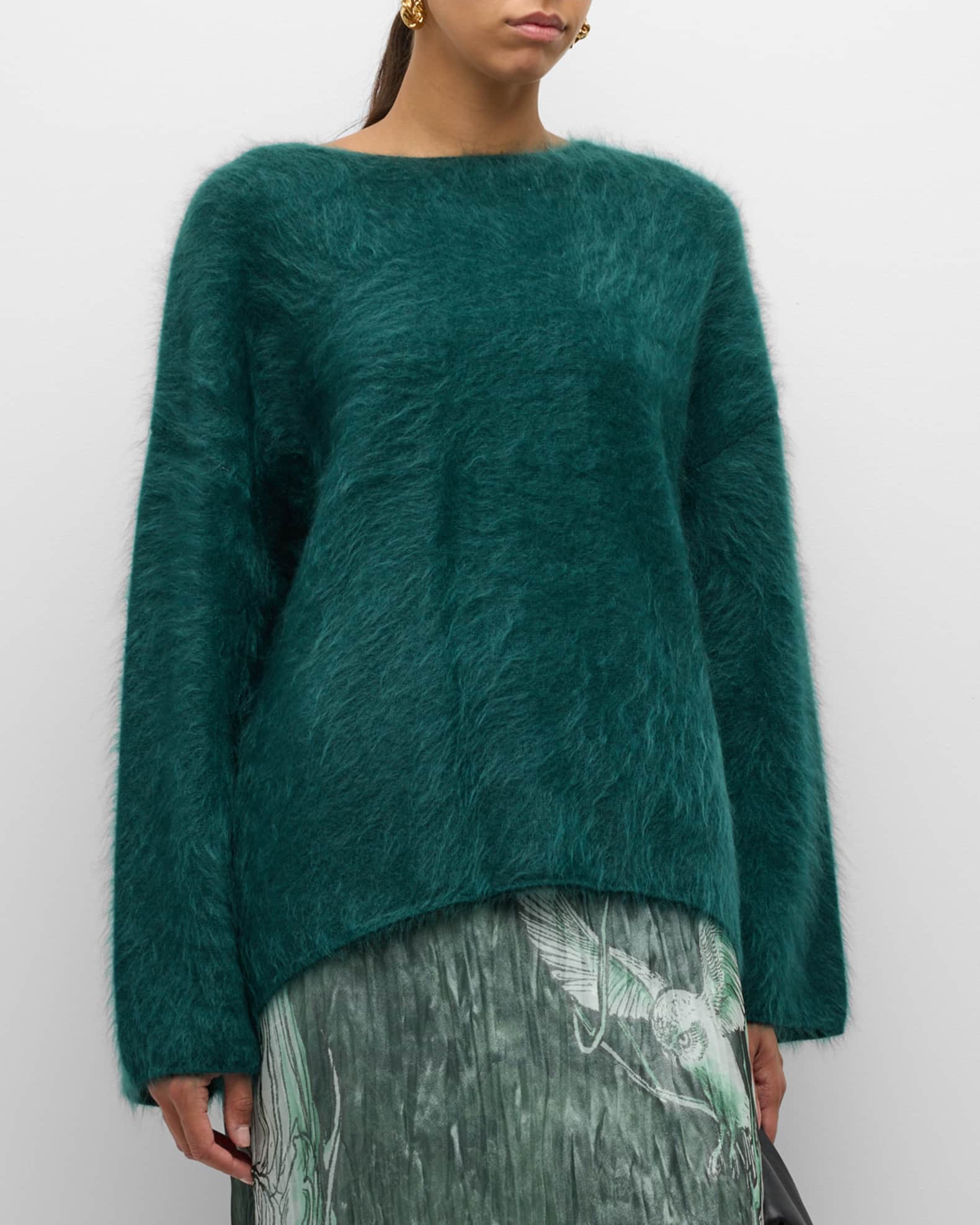 Jason Wu Collection Brushed Cashmere Knit Crewneck Sweater | Neiman Marcus