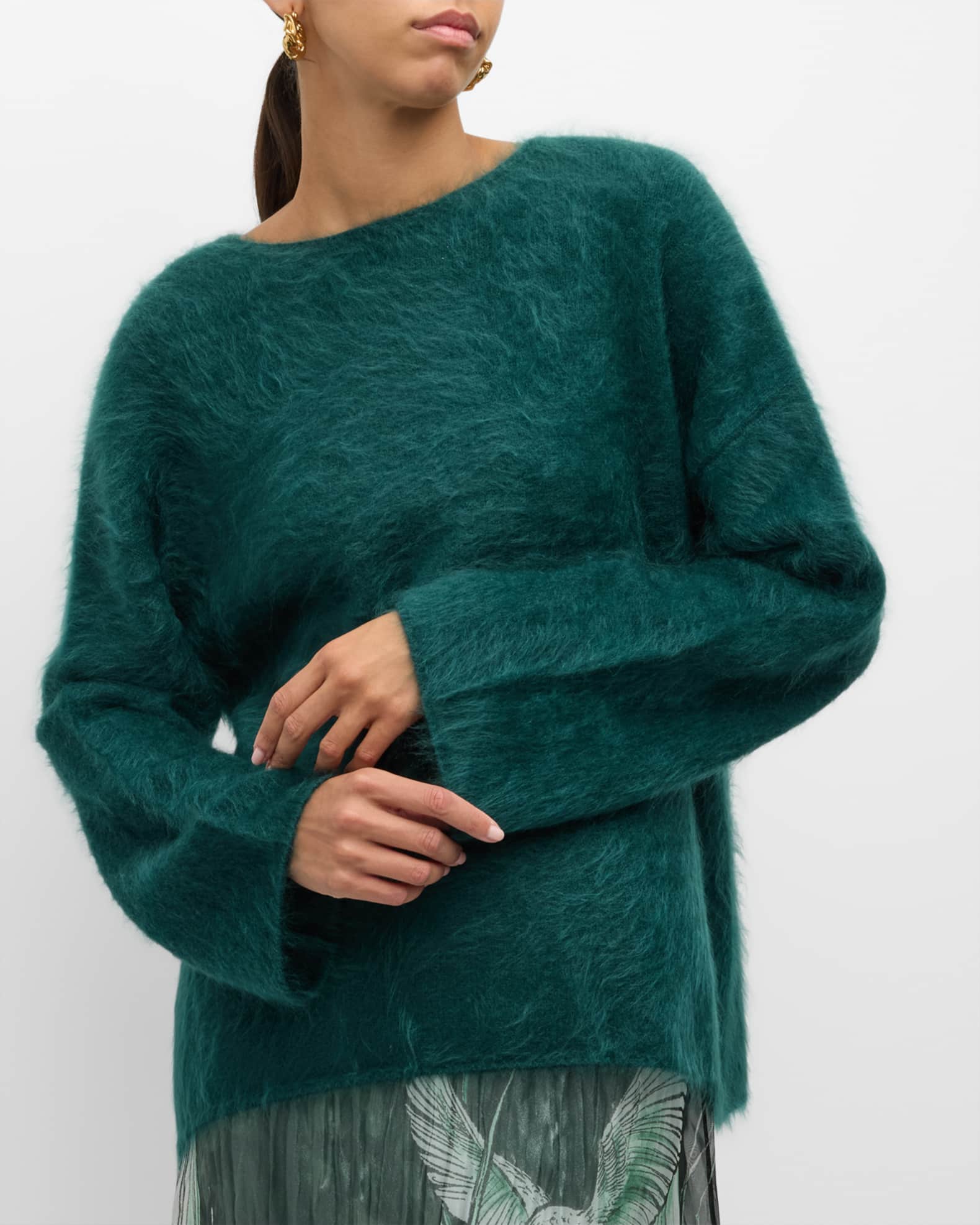 Jason Wu Collection Brushed Cashmere Knit Crewneck Sweater | Neiman Marcus