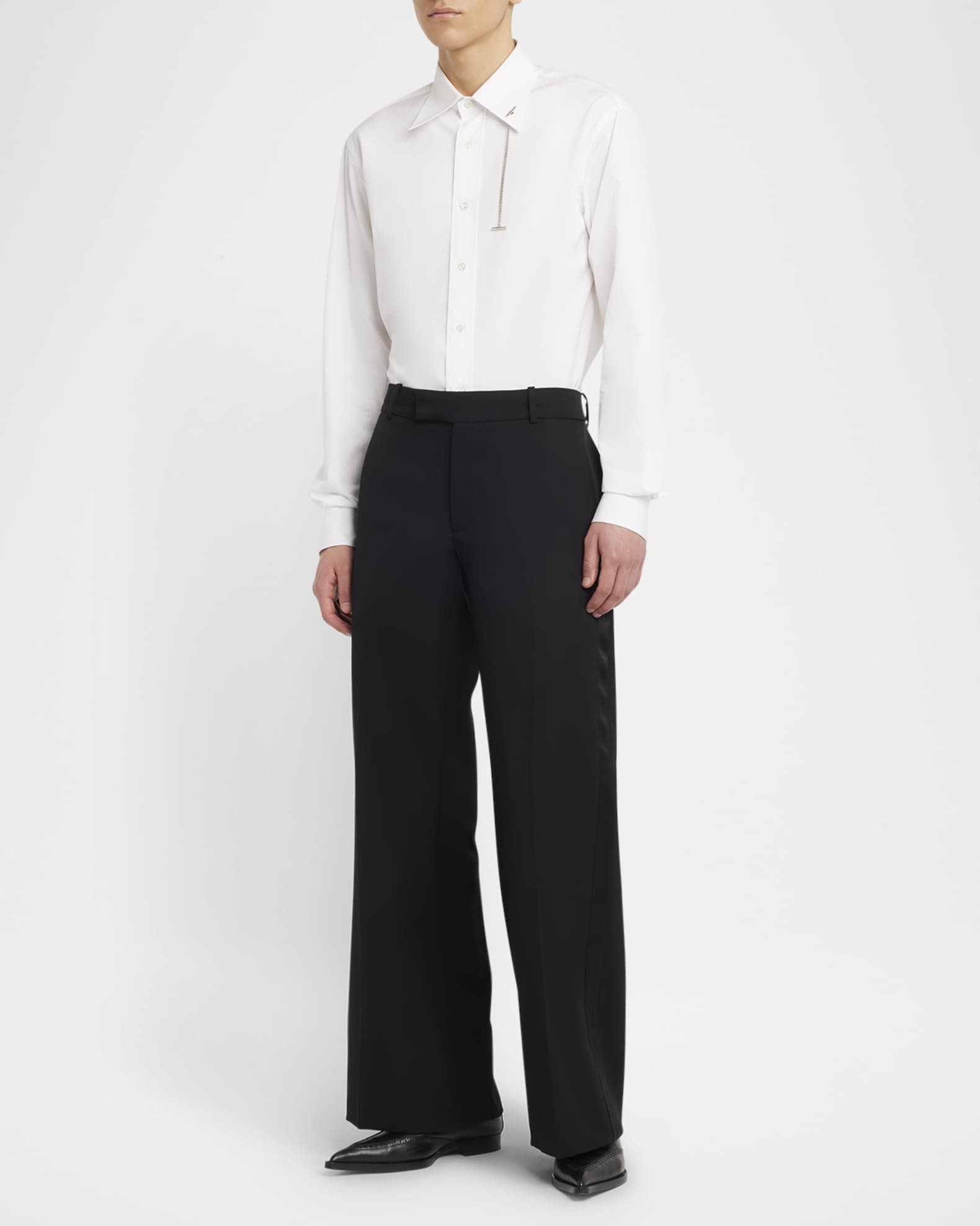 McQueen Men's Dress Shirt with Cross-Bar Chain | Neiman Marcus