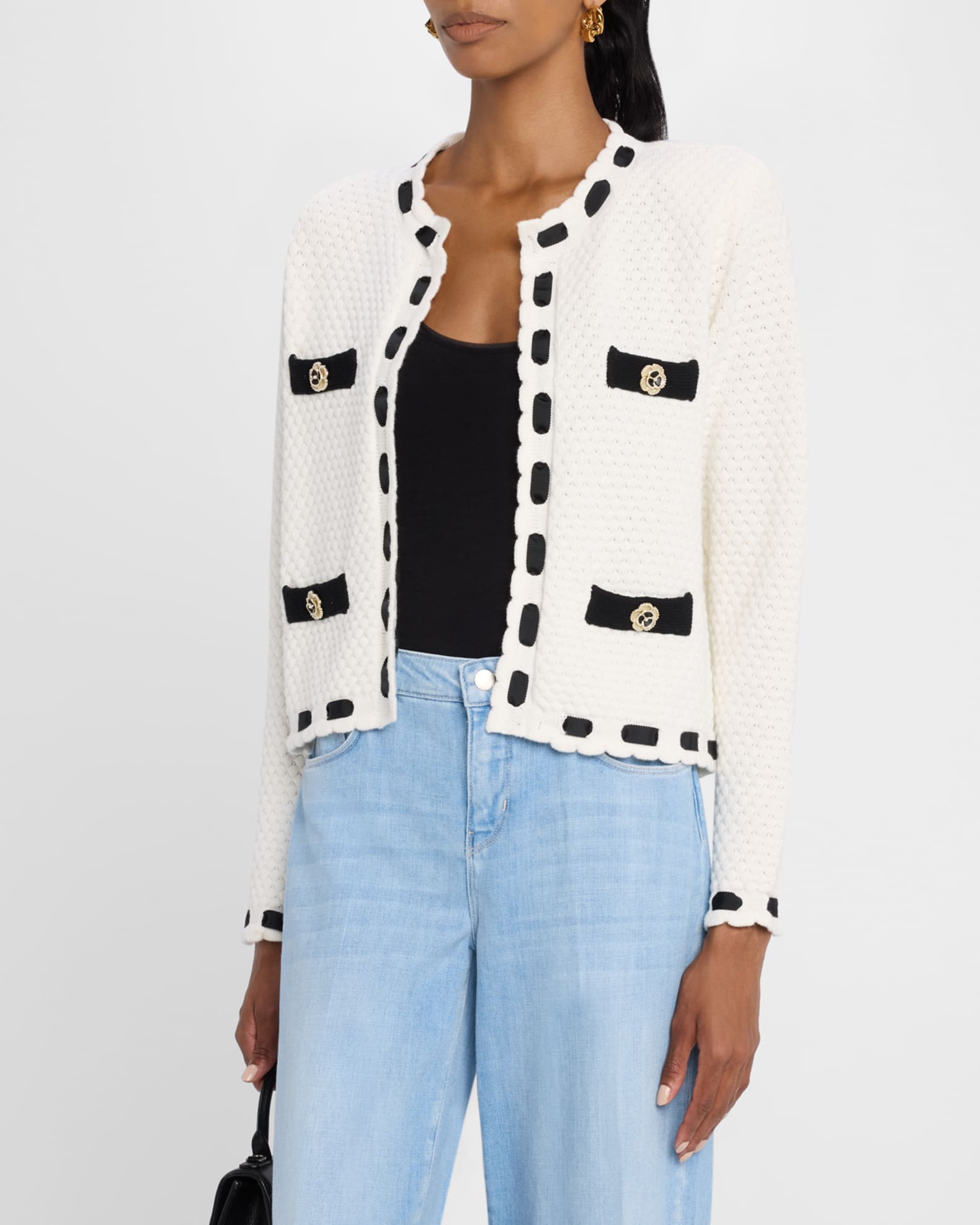Astor Contrast Trim Cardigan | Neiman Marcus