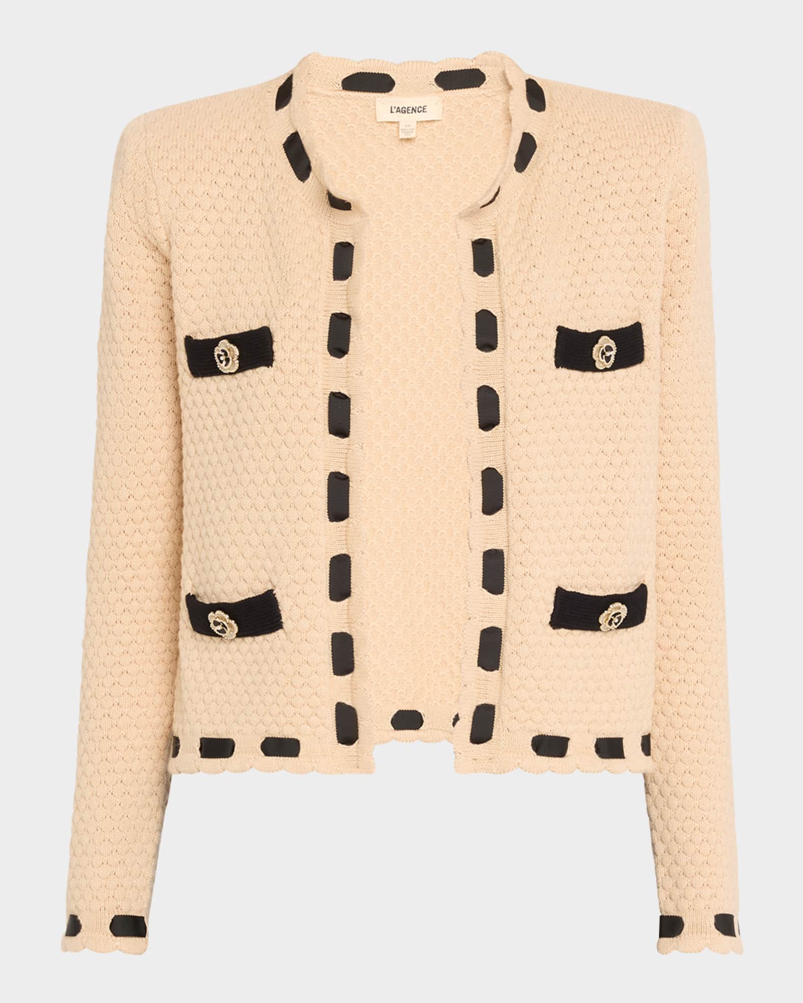 L'Agence Astor Contrast Trim Cardigan | Neiman Marcus