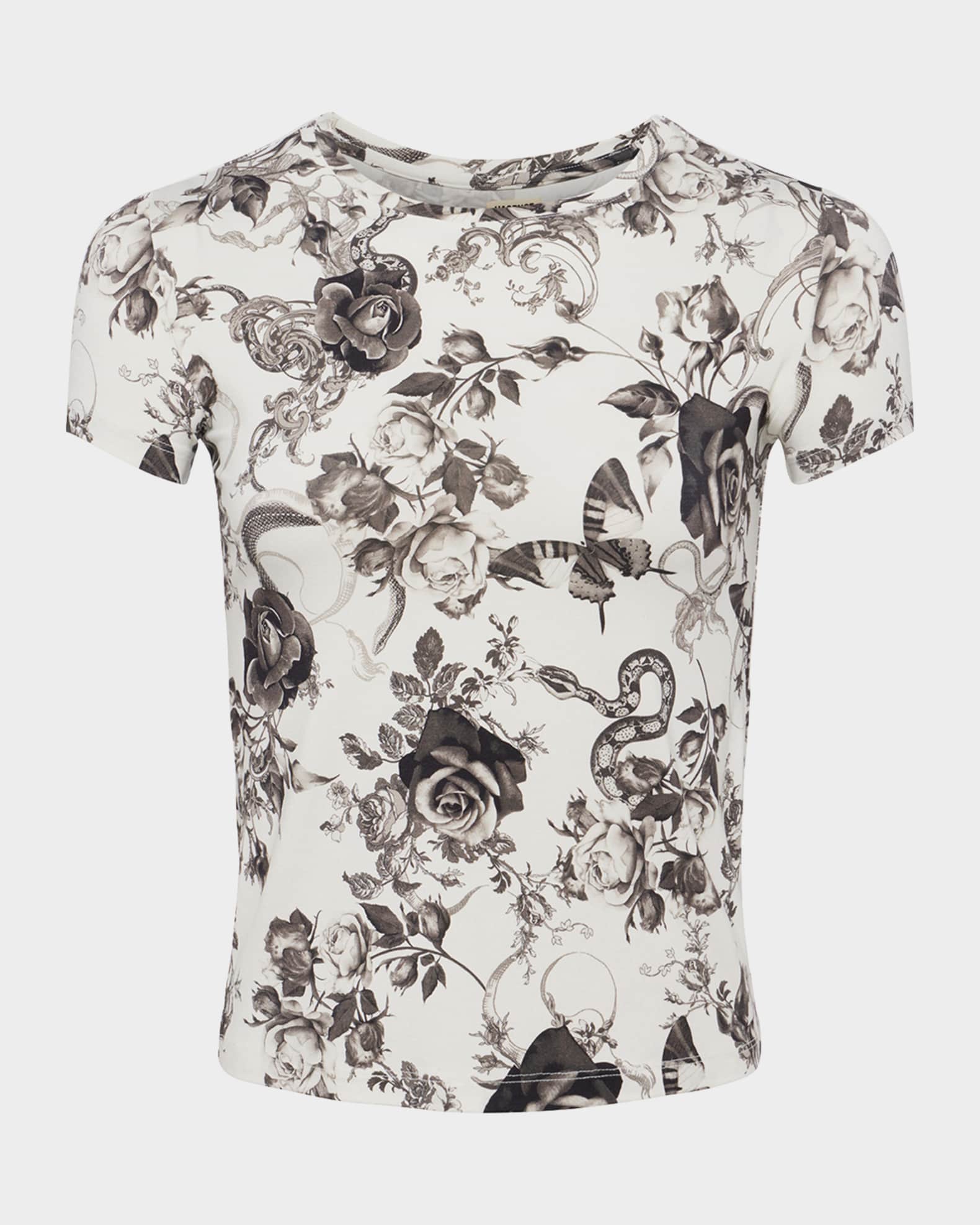 L'Agence Ressi Short-Sleeve Floral Baroque Tee | Neiman Marcus