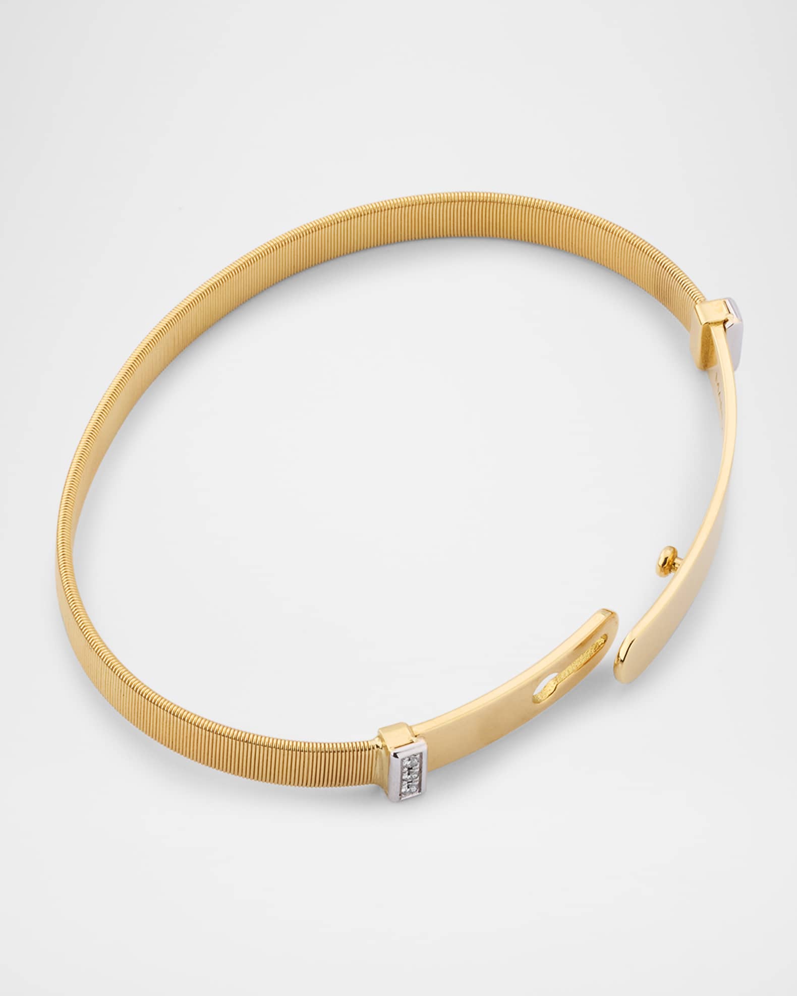 Marco Bicego 18K Yellow Gold Coil Thin Bangle Bracelet with Pavé ...